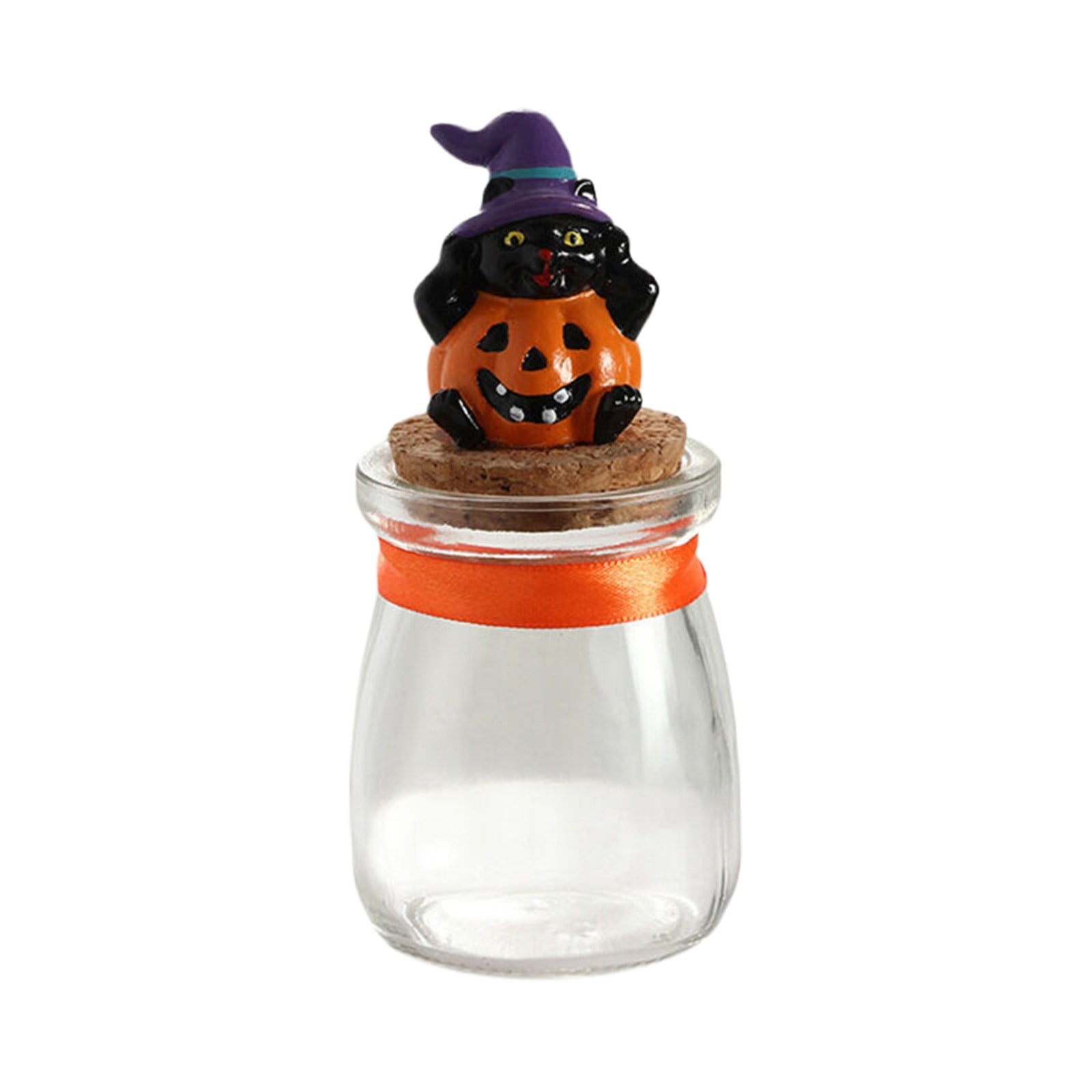 MOQIN Halloween Glass Pumpkin Jar with Lid, Halloween Candy Bowl Cute ...