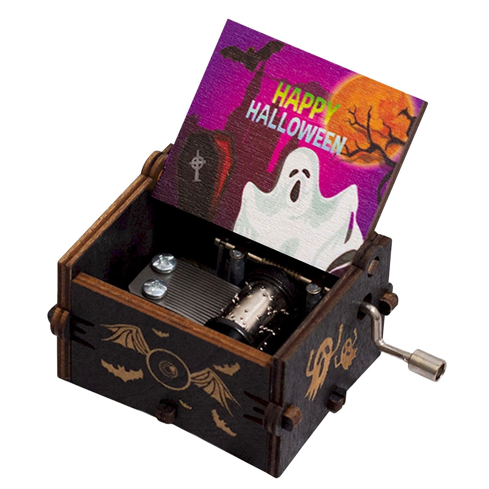 MOQIN Hand Crank Halloween Music Box with Rotating Ghost Figures ...