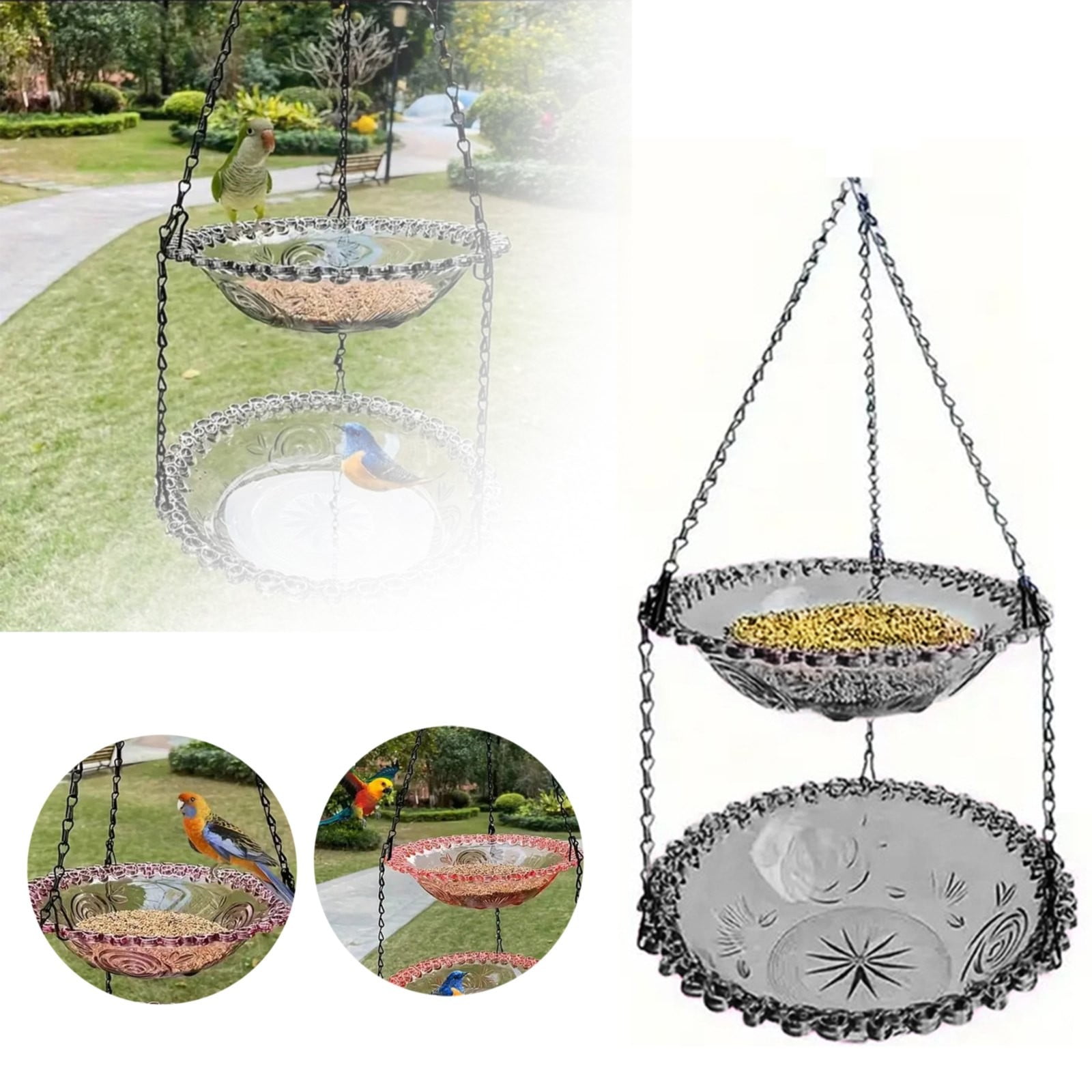 MOQIN Hanging Bird Bath Plastic Bird Bath Plate Hanging Tray for ...