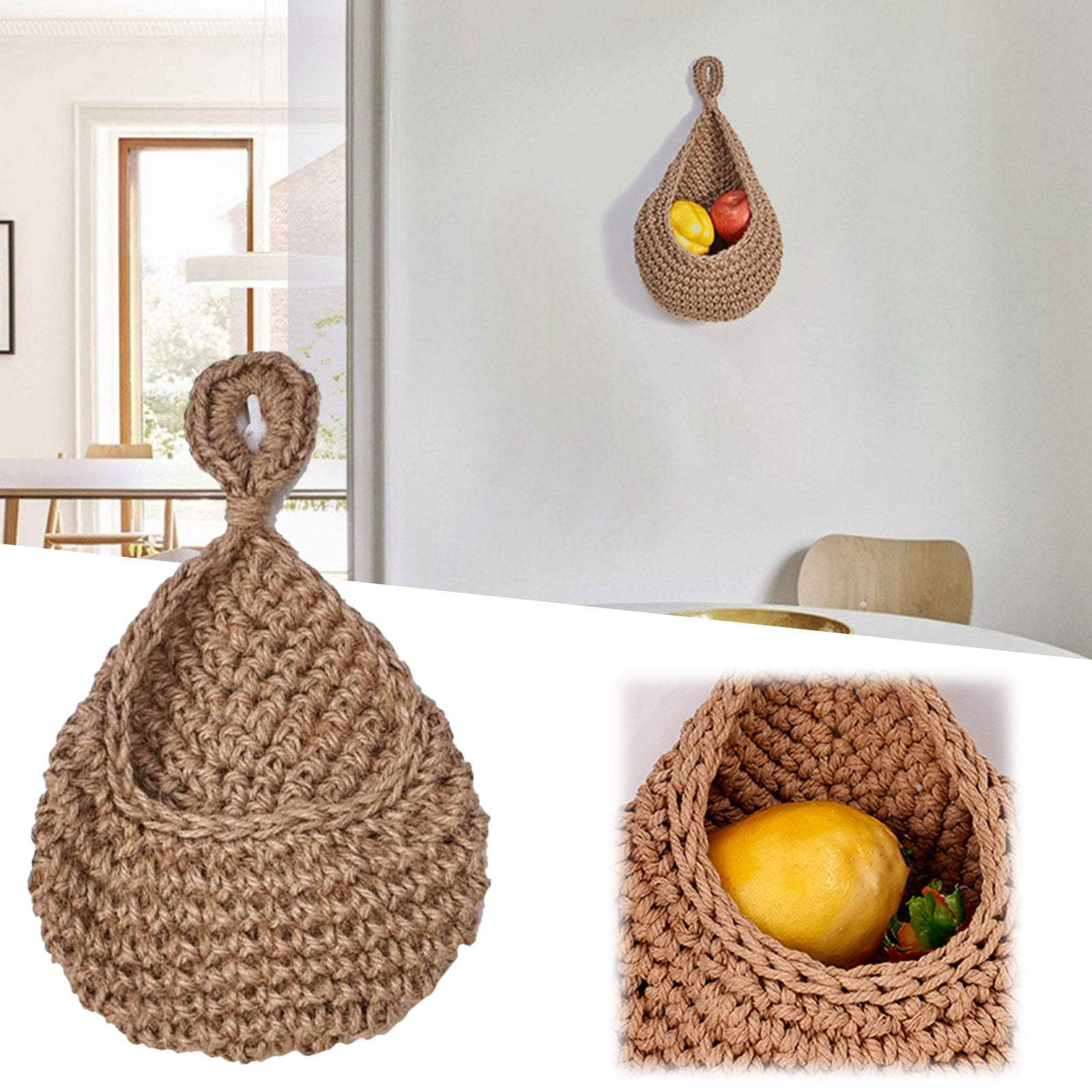 MOQIN Hanging Fruit Baskets for Kitchen - Boho Wall Hanging Basket ...