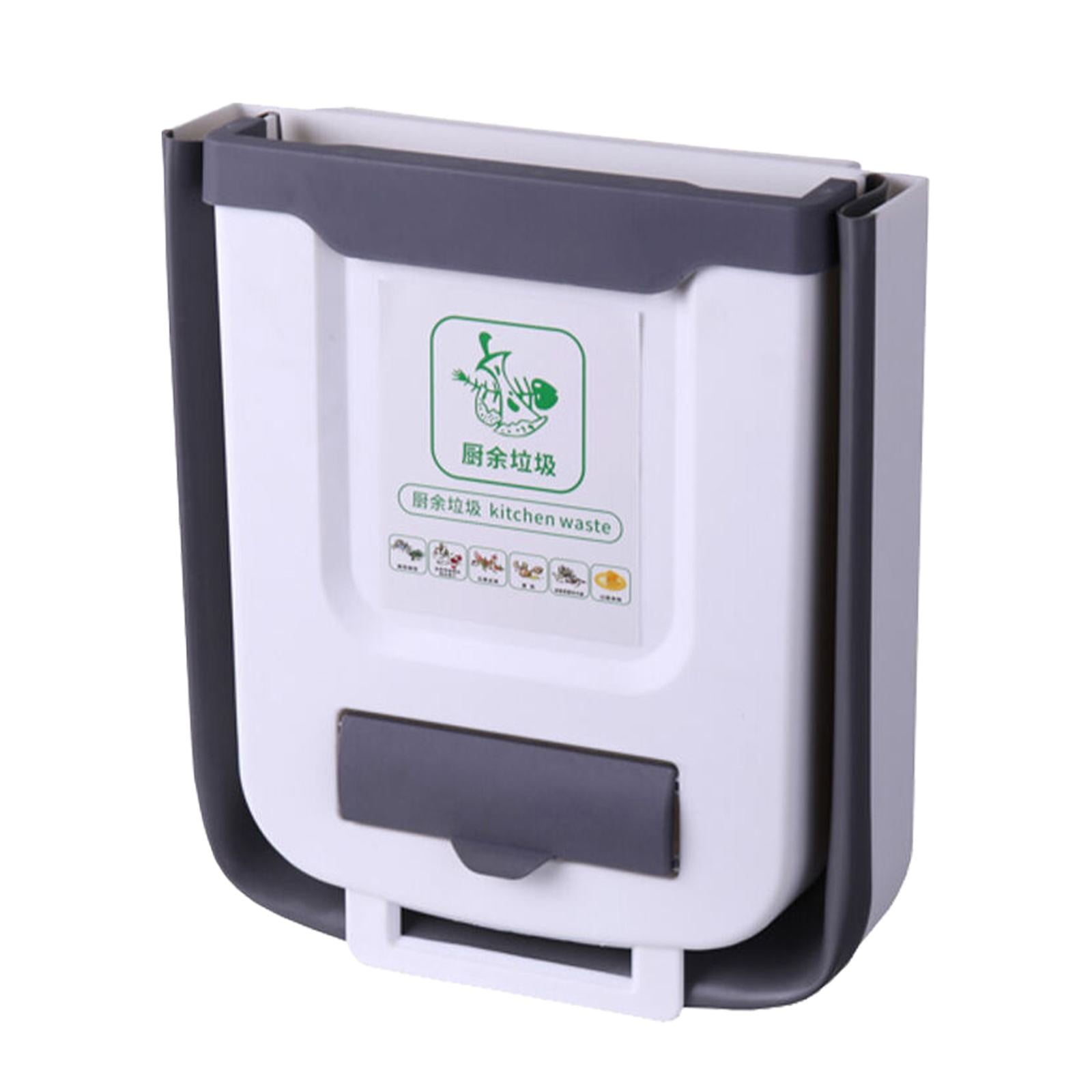 MOQIN Hanging Kitchen Trash Can, Foldable Waste Bin for Kitchen,Plastic ...