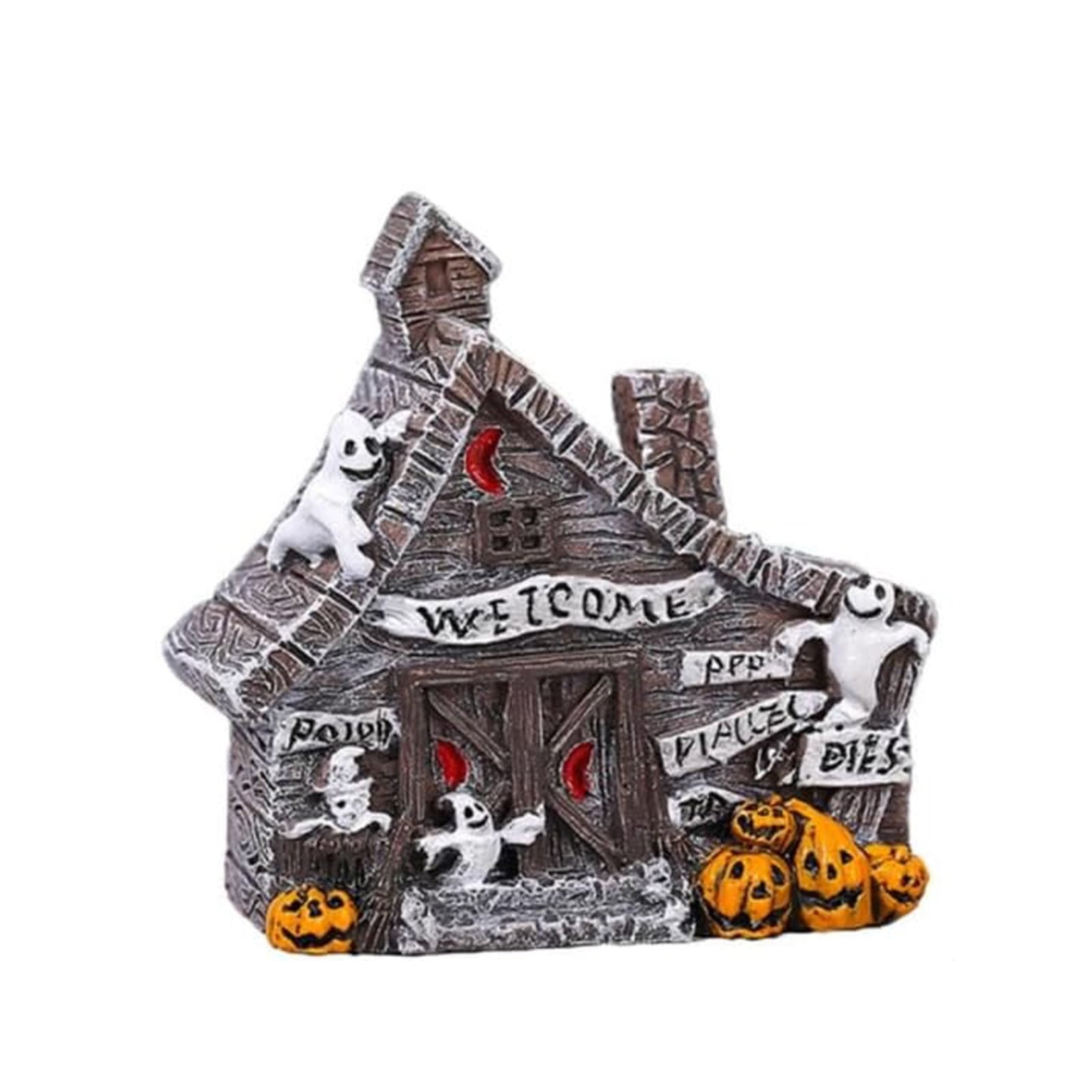 MOQIN Haunted House Figurine with Bat Ghost Pumpkin for Halloween ...