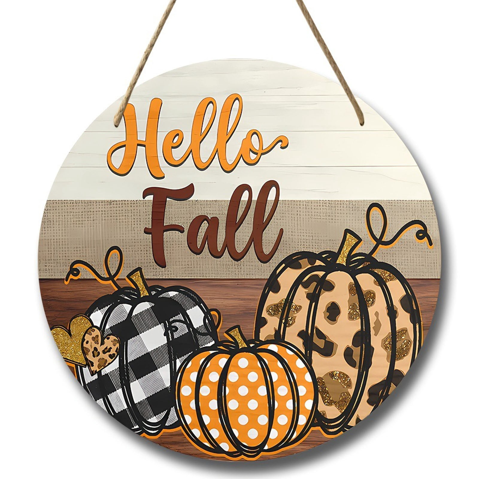 MOQIN Hello Fall Door Sign Pumpkin Wooden Door Signs Autumn Harvest ...
