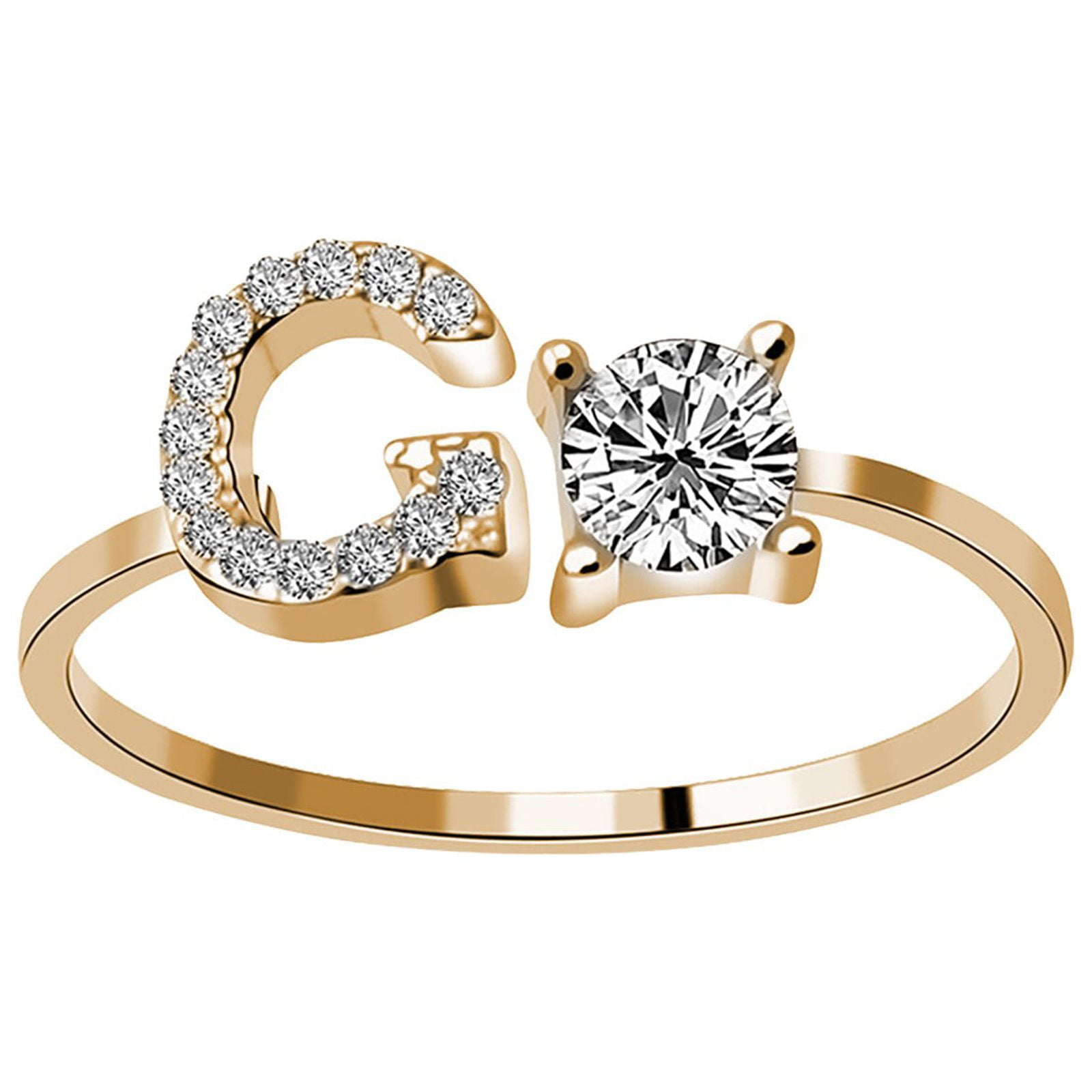 MOQIN Initial Letter Rings Adjustable,Gold Initial Rings for Women ...