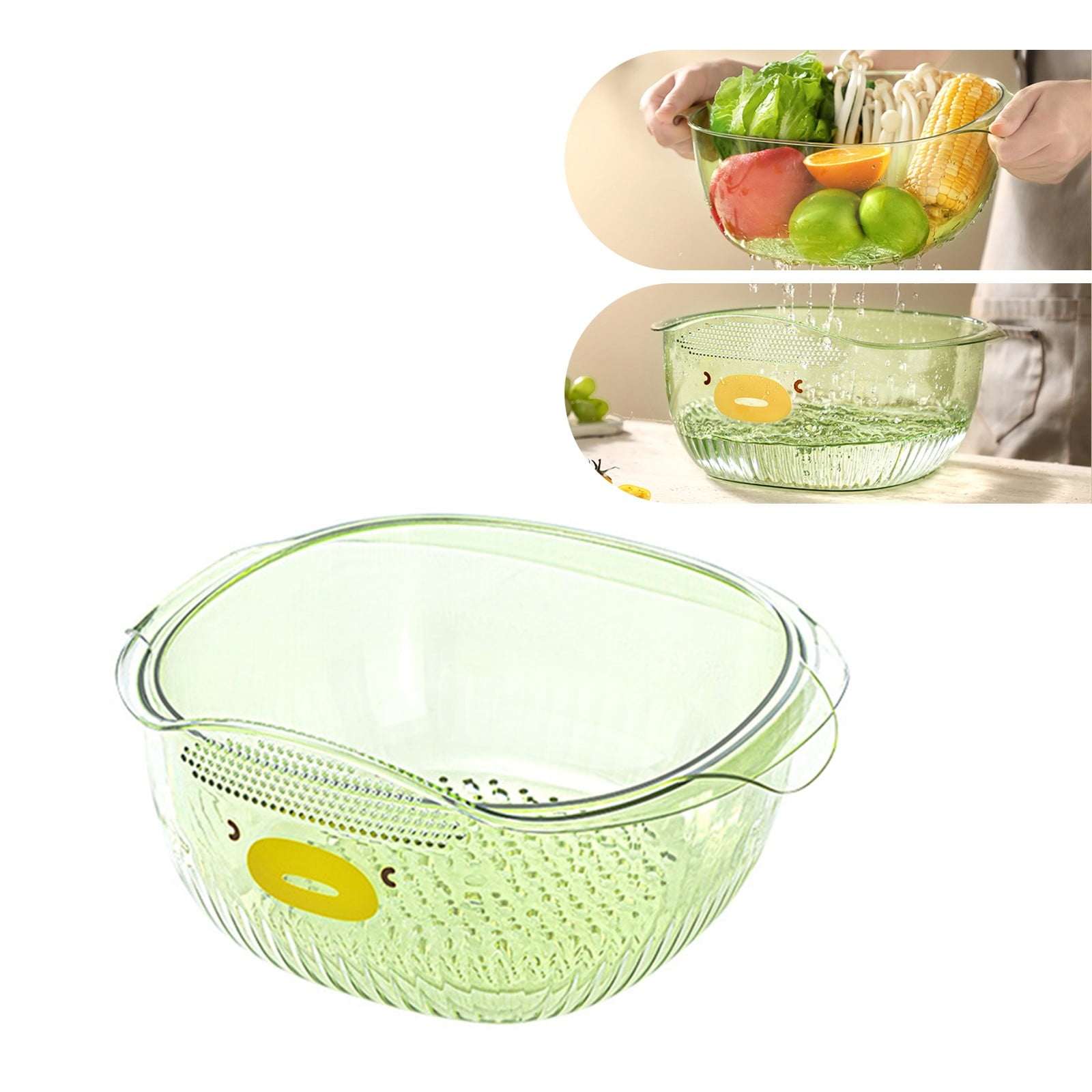 MOQIN Kitchen Colanders Bowl Set, 2 in 1 Fruit Vegetable Washing Food ...