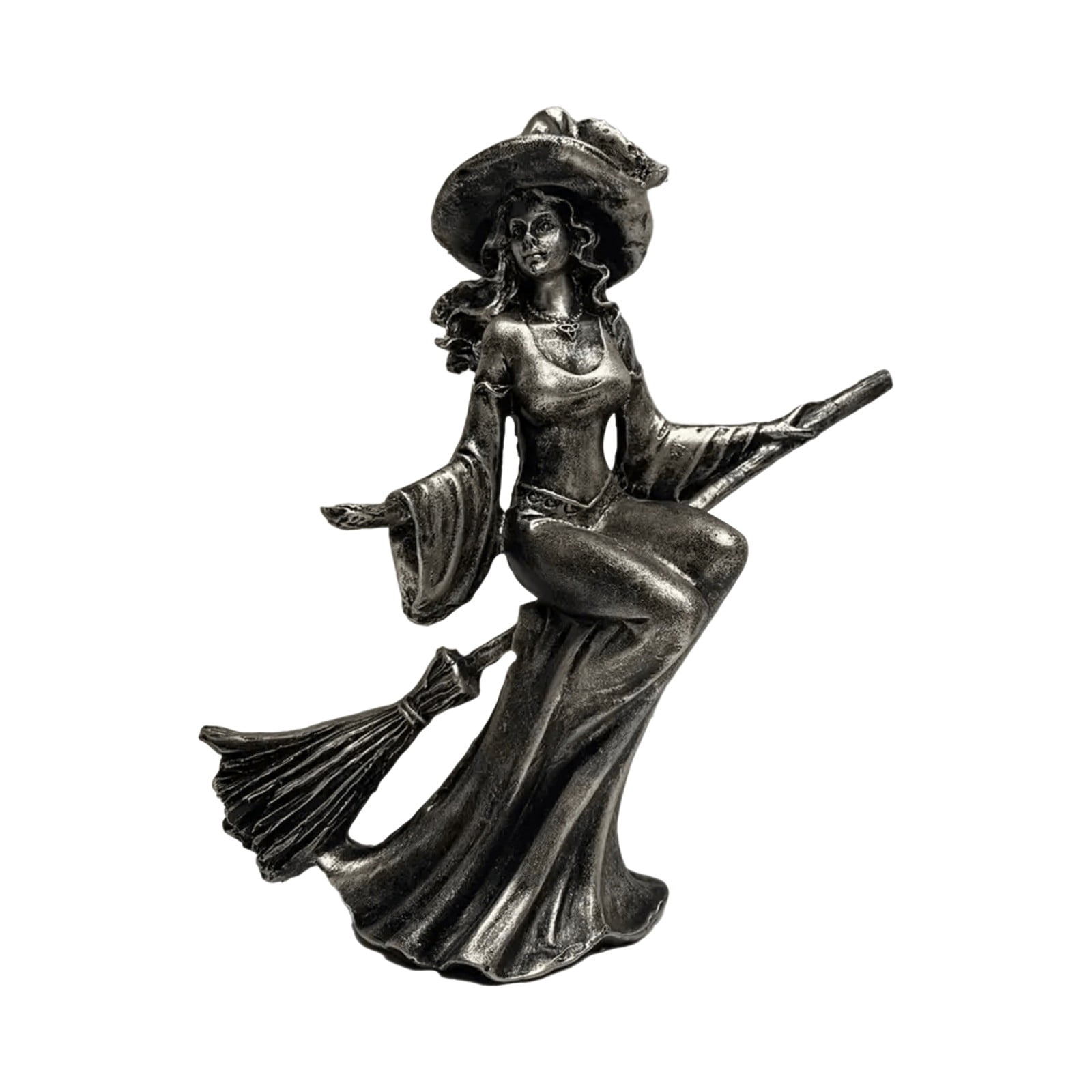 MOQIN MOQIN Gothic Witch Figurine Decor - Elegant Solid Black Resin ...