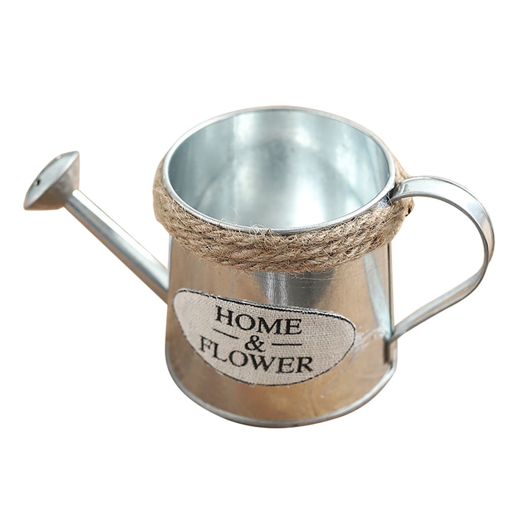 MOQIN Mini Watering Can Vintage Iron Flower Pot Bucket Decorative Vase ...