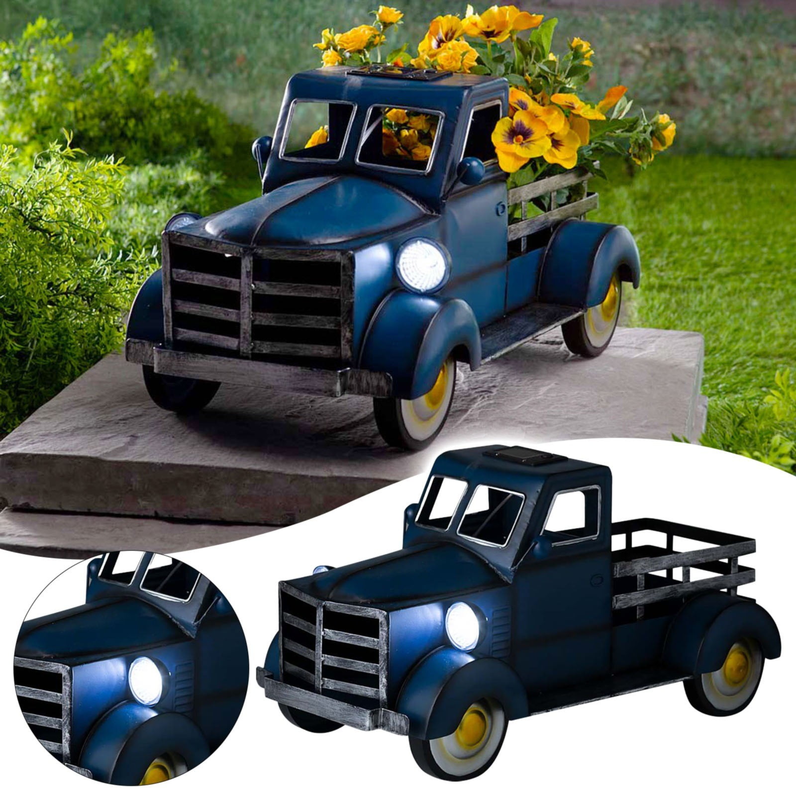 MOQIN Outdoor Garden Decor, Retro Style Pickup Truck Flower Pot, Small ...