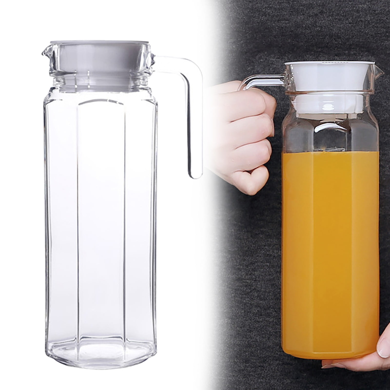 MOQIN Plastic Pitcher with Lid 1.1 Liter / 37 OZ Water Pitcher with Lid ...