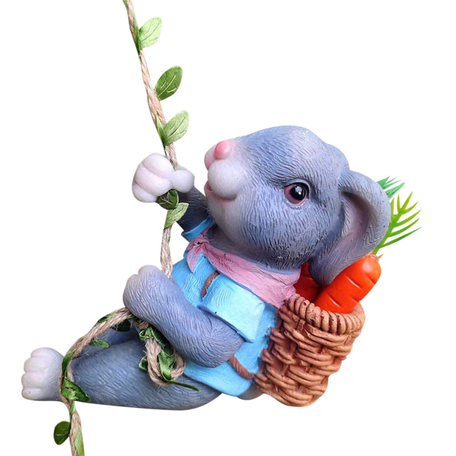 MOQIN ‌Resin Bunny Climbing Tree Garden Decor - 5.5" H Resin Rabbit ...