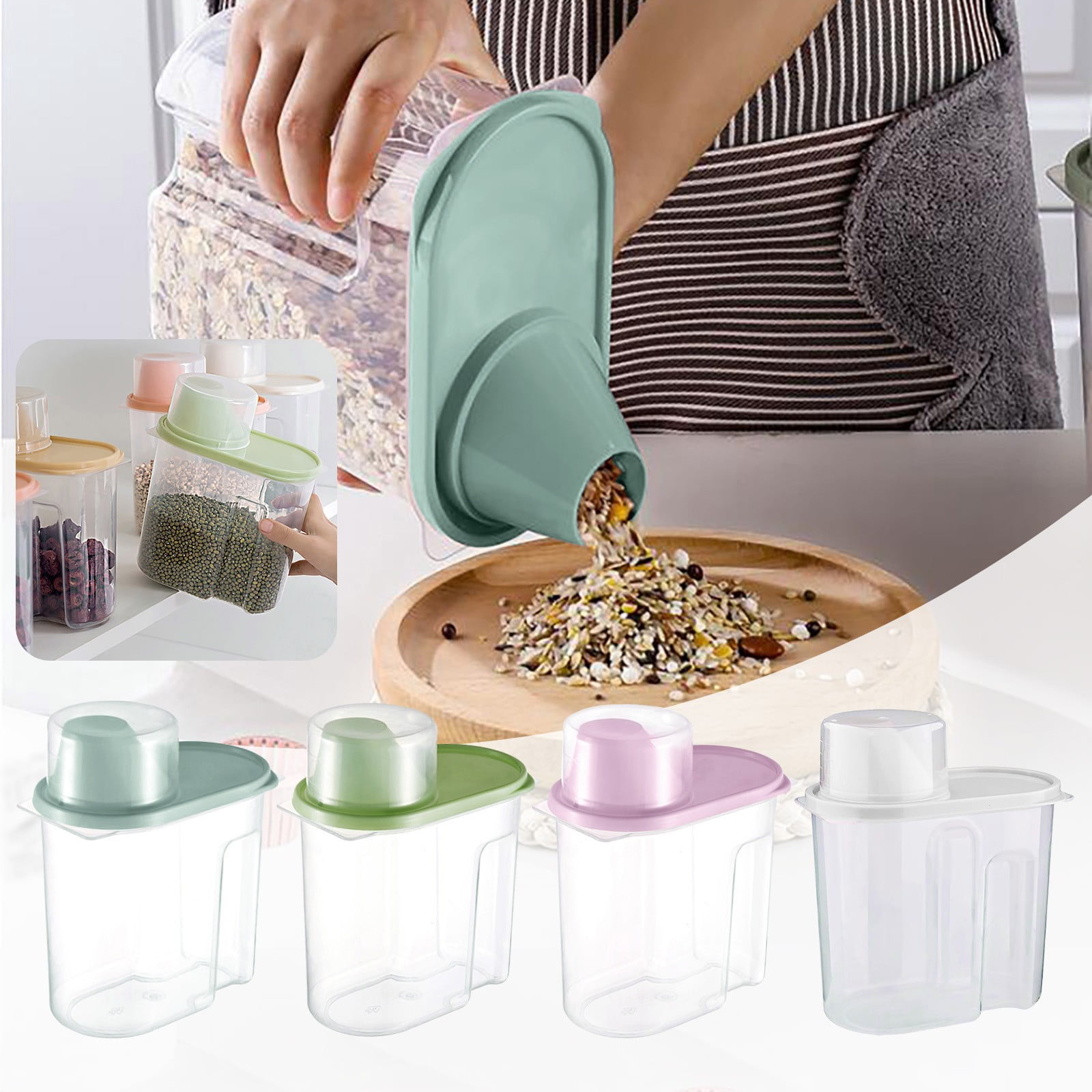 MOQIN Rice Container 4Lbs Kitchen Pantry Food Storage Container, Pets ...