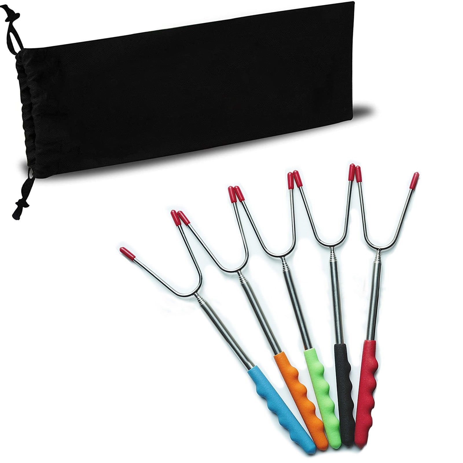 MOQIN Roasting Sticks, Set of 5 Long 45 Inch Smores Sticks for Fire Pit ...