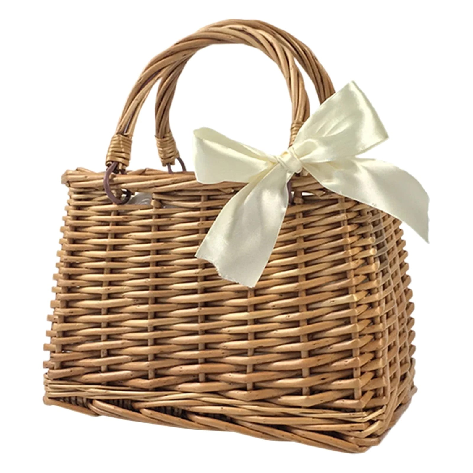 MOQIN Rustic Handwoven Wicker Flower Basket - Decorative Rattan Tote ...