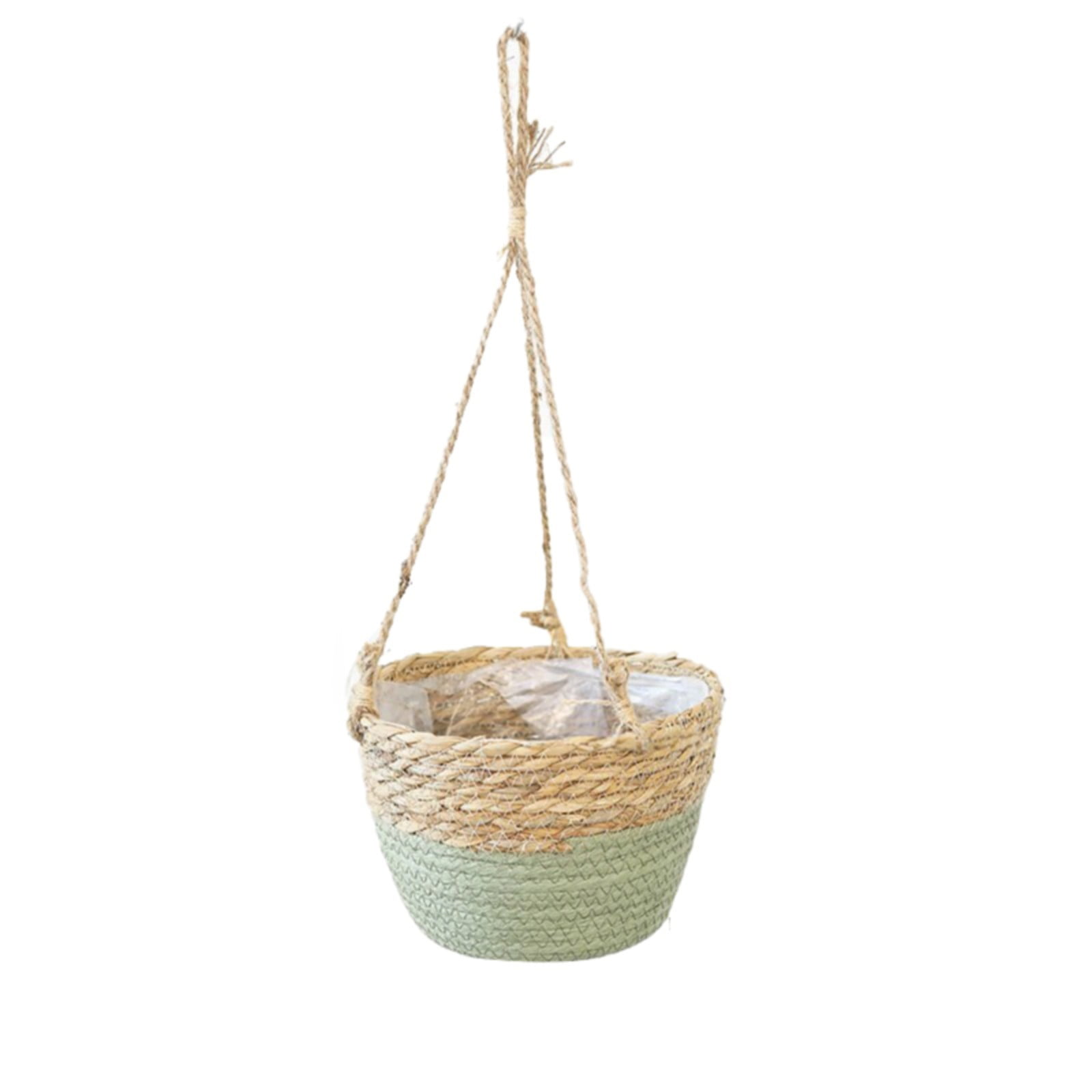 MOQIN Small Cotton Rope Plant Basket Woven Plant Coiled Basket for ...