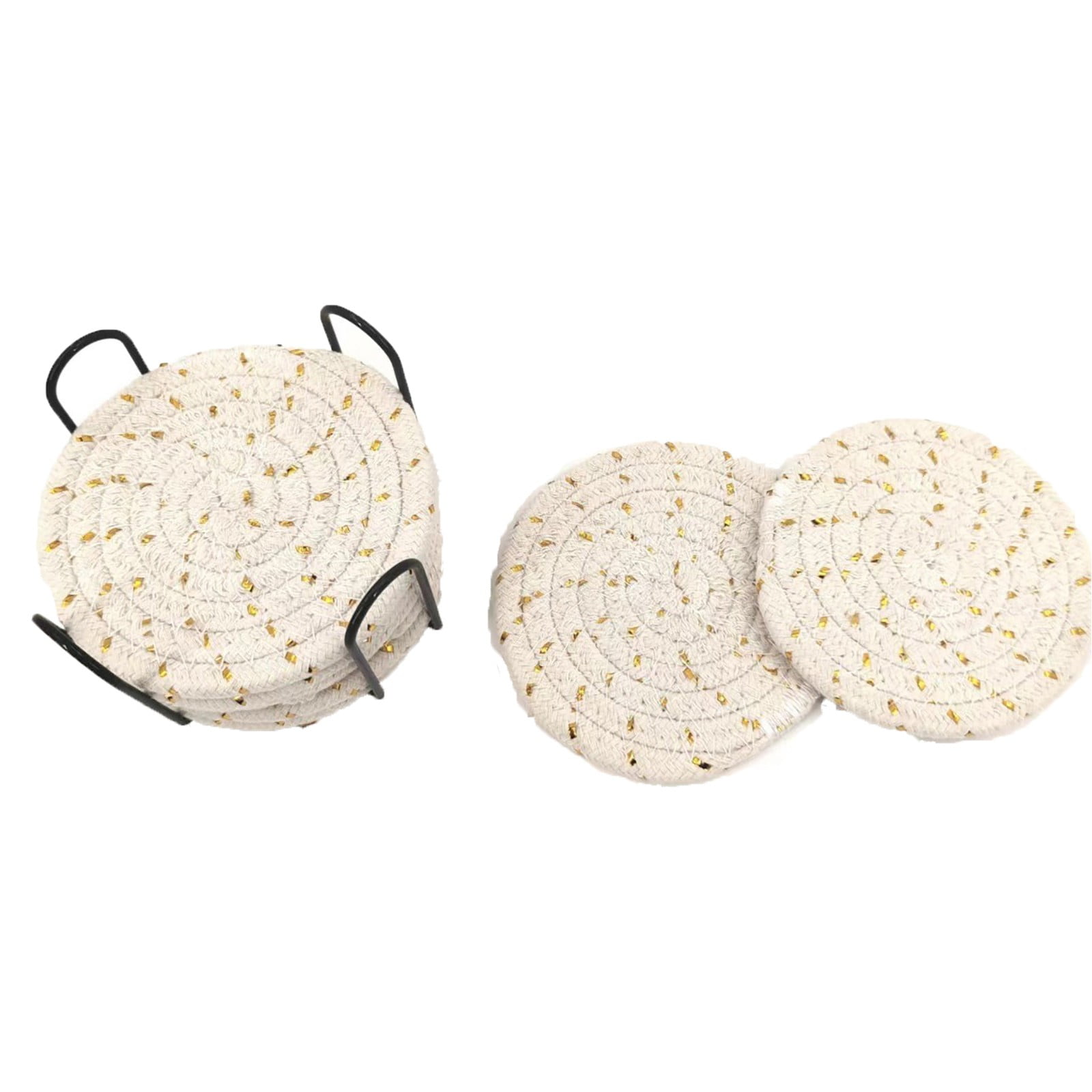 MOQIN Table Mats Set of 8,Round Placemats,Natural Cotton Burlap and ...