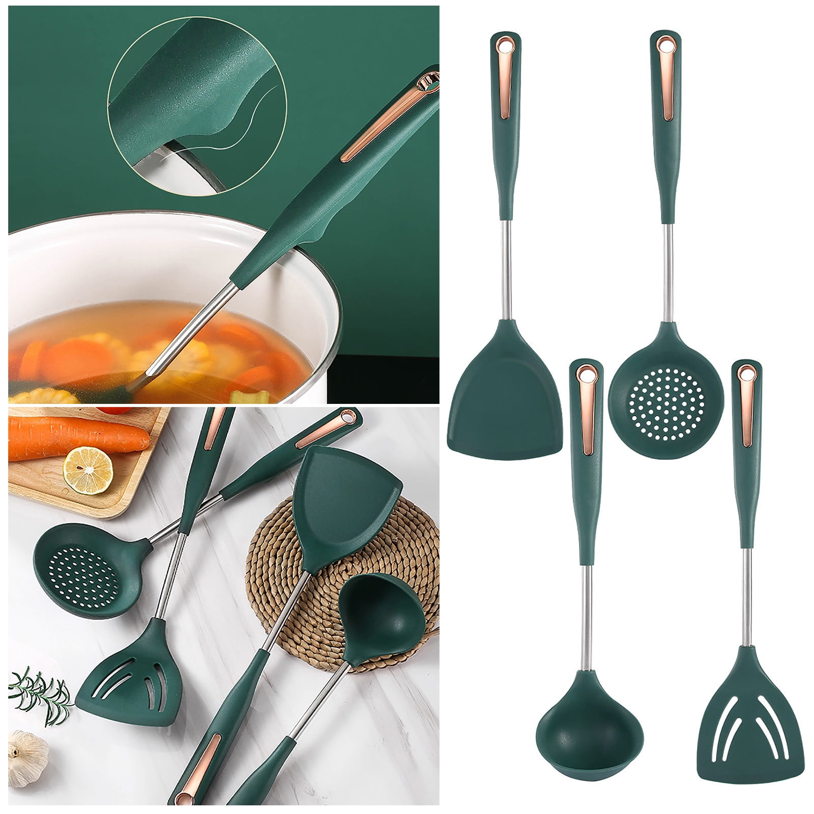 MOQIN Utensil Set Silicone and Stainless Steel, Cooking Utensils for ...