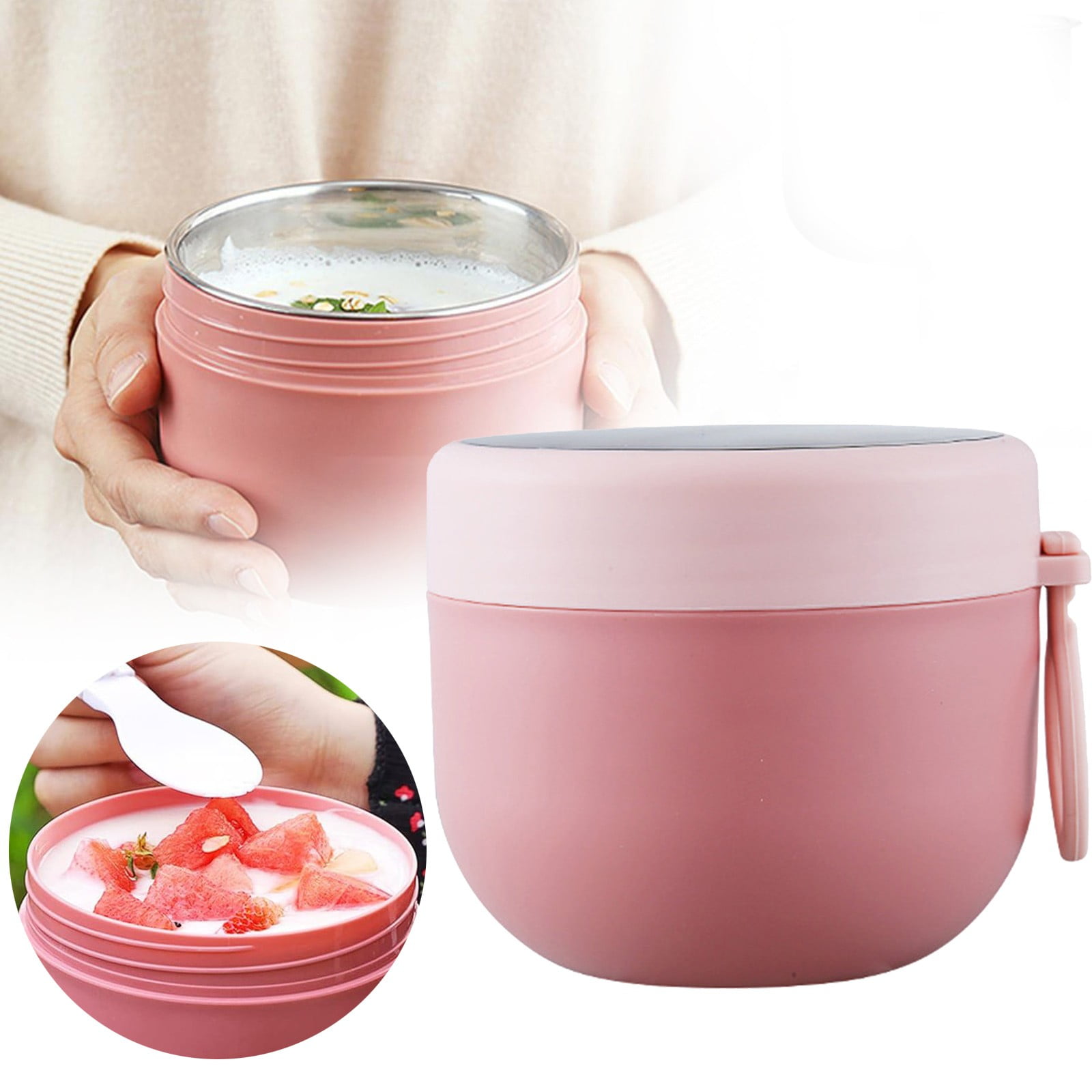 MOQIN Vacuum Insulated Food Jar with Spoon, Plastic Thermal Food ...