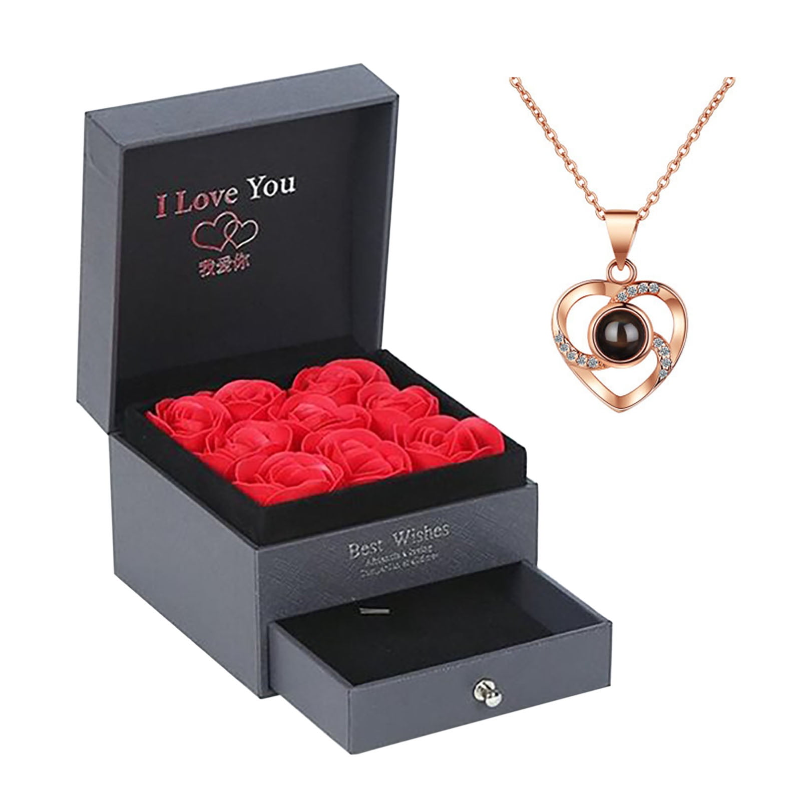 MOQIN Valentine Jewelry Box,Wife Gifts,Preserved Rose Jewelry Box with ...