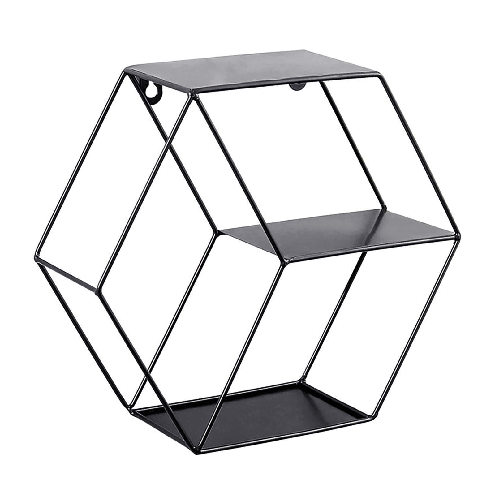 MOQIN Wall Mounted Hexagonal Floating Shelves, Modern Metal Wall Shelf ...