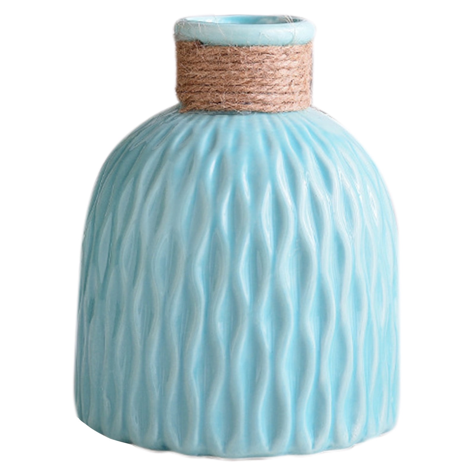 MOQIN White Plastic Vase,Small Ribbed Vases for Rustic Home Decor ...