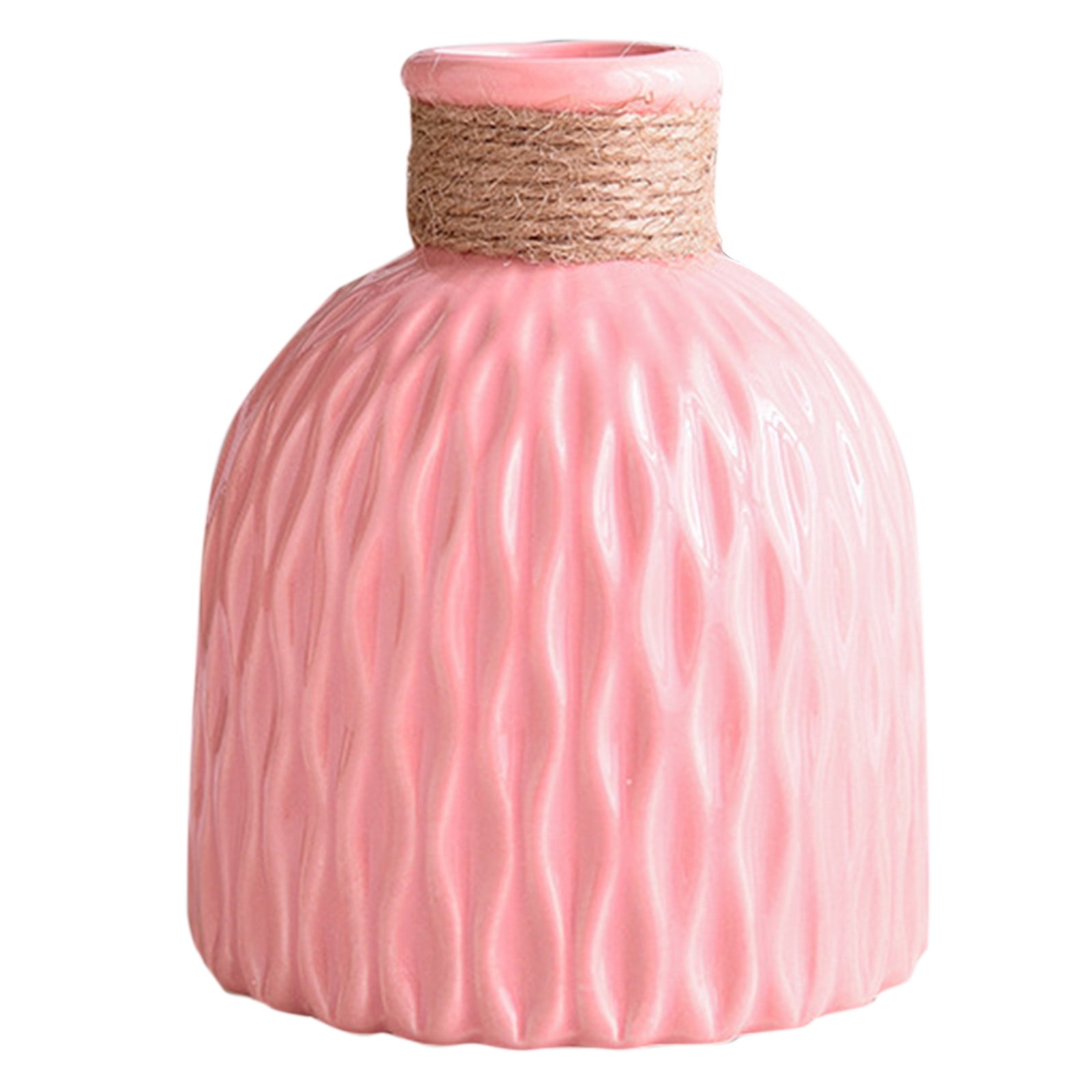 MOQIN White Plastic Vase,Small Ribbed Vases for Rustic Home Decor ...