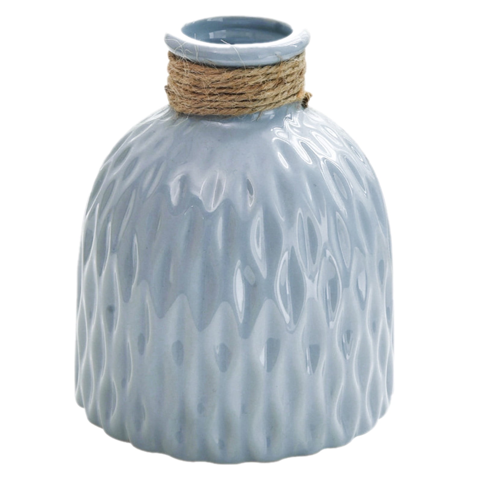 MOQIN White Plastic Vase,Small Ribbed Vases for Rustic Home Decor ...