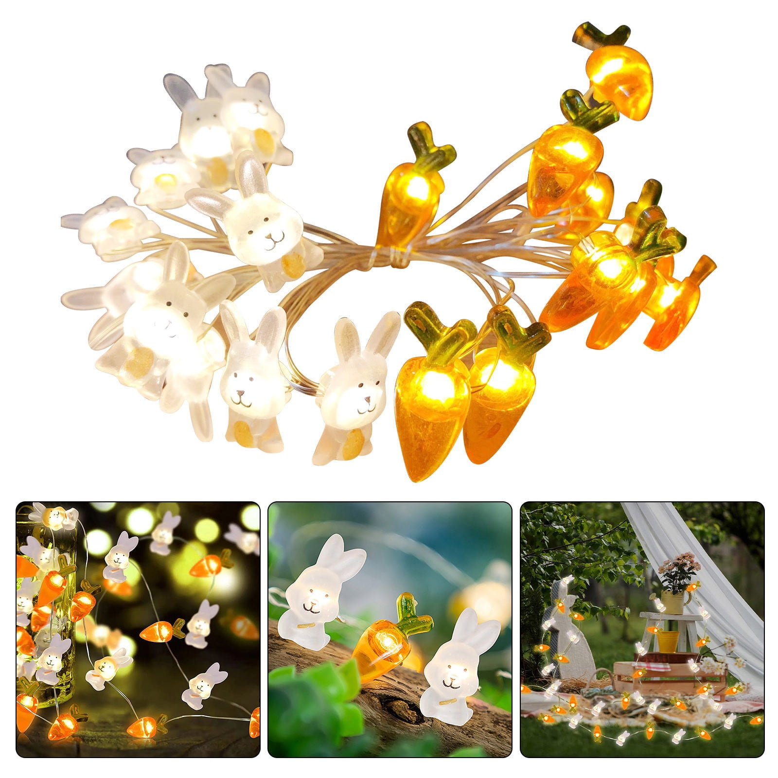 MOQLOM Easter Decorations Lights, 3.3Ft 10LED Bunny Carrot String ...