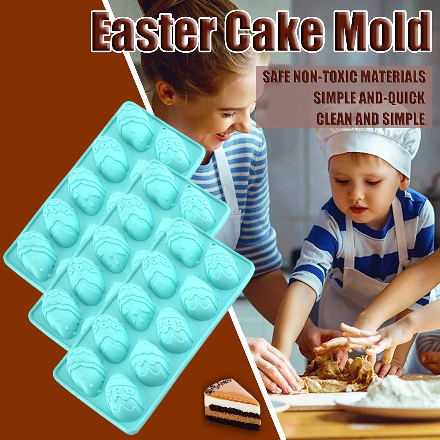 MOQLOM Easter Egg Silicone Mold, 3pcs 10 cavity Sphere Mold, Silicone ...