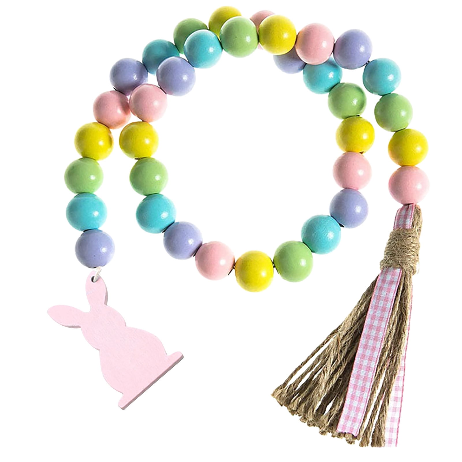 MOQLOM Easter Wood Beads Garland, 1pc Rustic Farmhouse Bead Garland ...