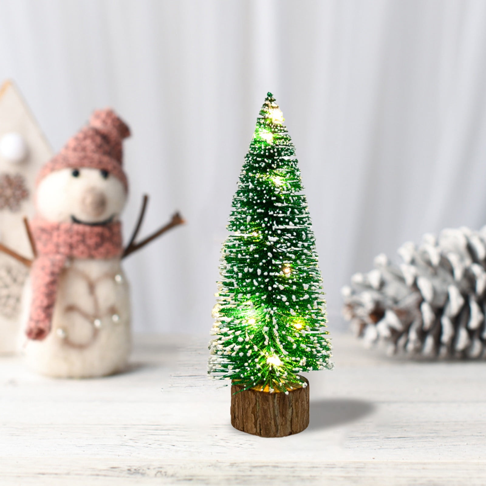 MOQLOM Mini Snow Frost Trees with Light, 9.84in Mini Christmas Tree ...