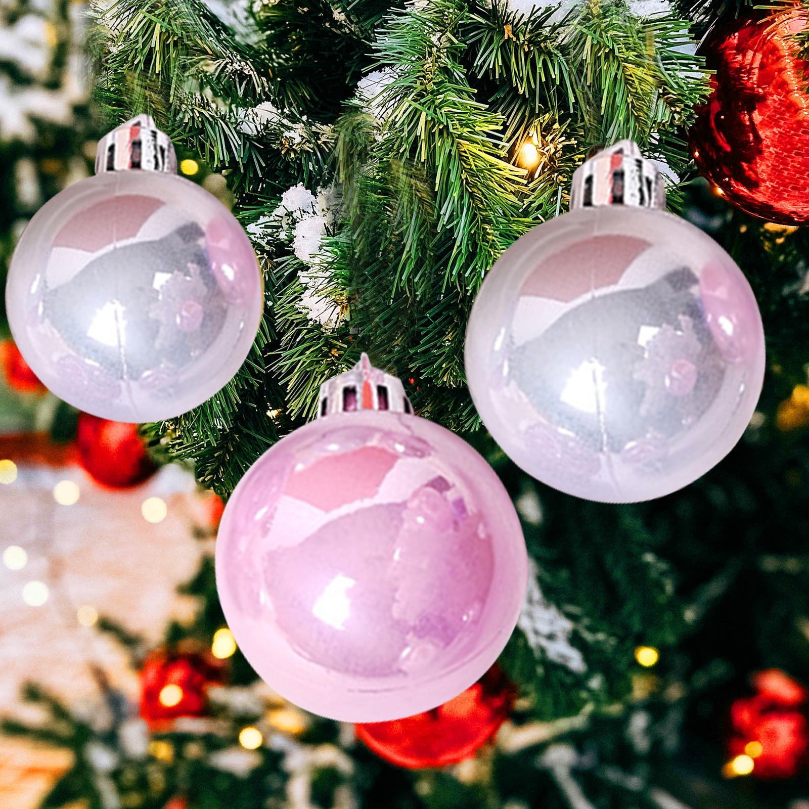 MOQLOM Shiny Pearly Christmas Ball Ornaments, 16Pcs 1.58in Faux Glass ...