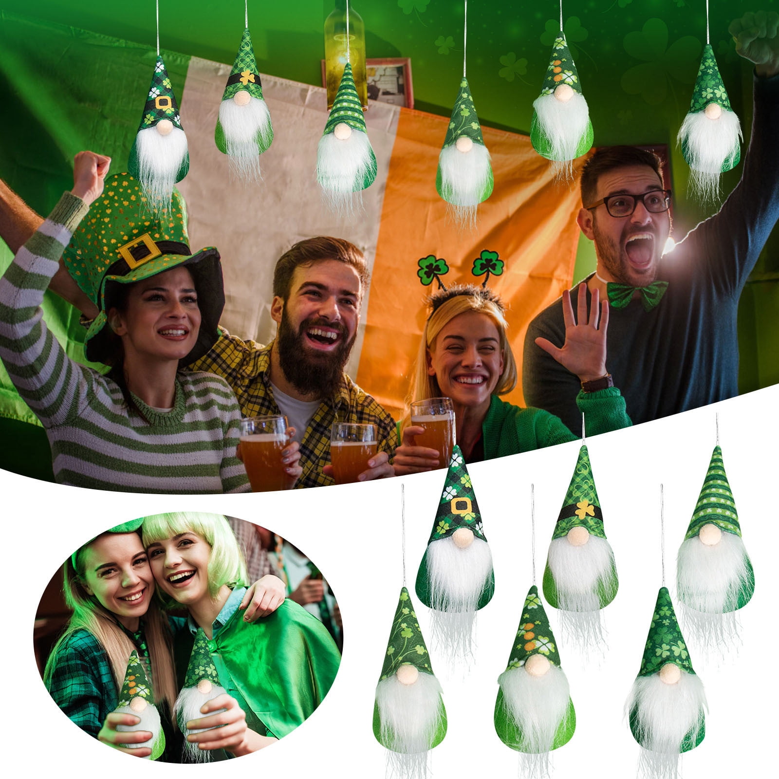 MOQLOM St. Patrick's Day Gnome Ornaments Set of 6, Luck Irish Gnomes ...