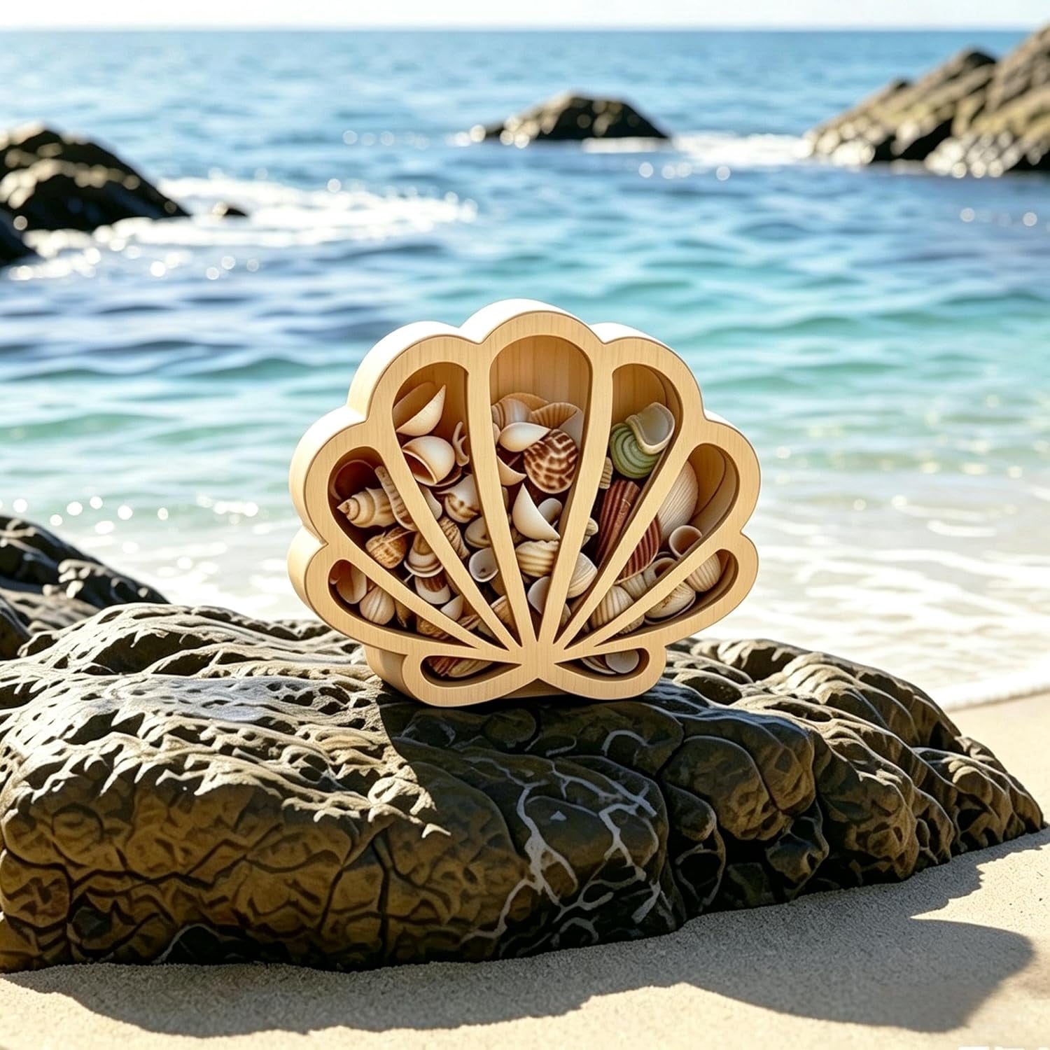 MORAVE Seashell Collection Storage Box with Acrylic Panel, Display ...
