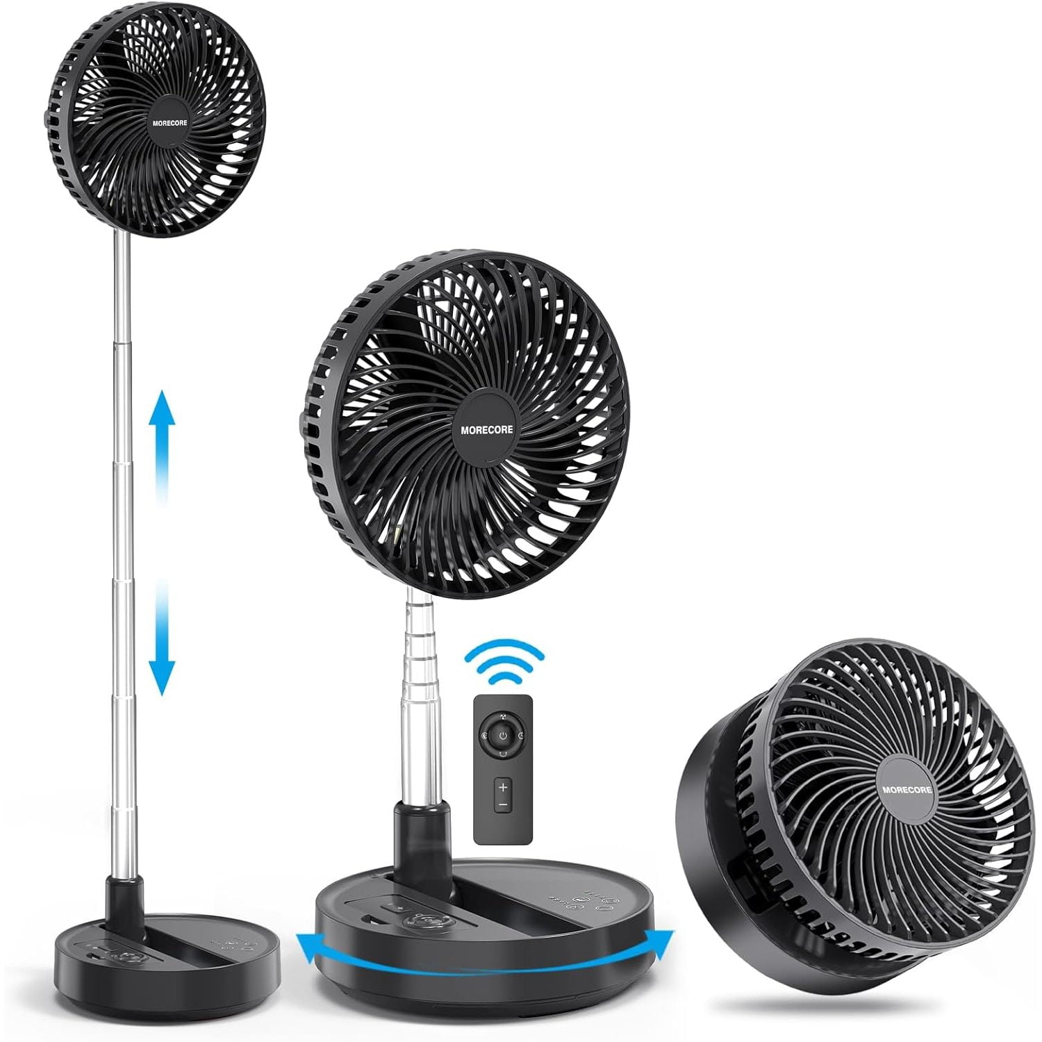 MORECORE Foldable Oscillating Standing Fan, 10000mAh Battery Operated ...