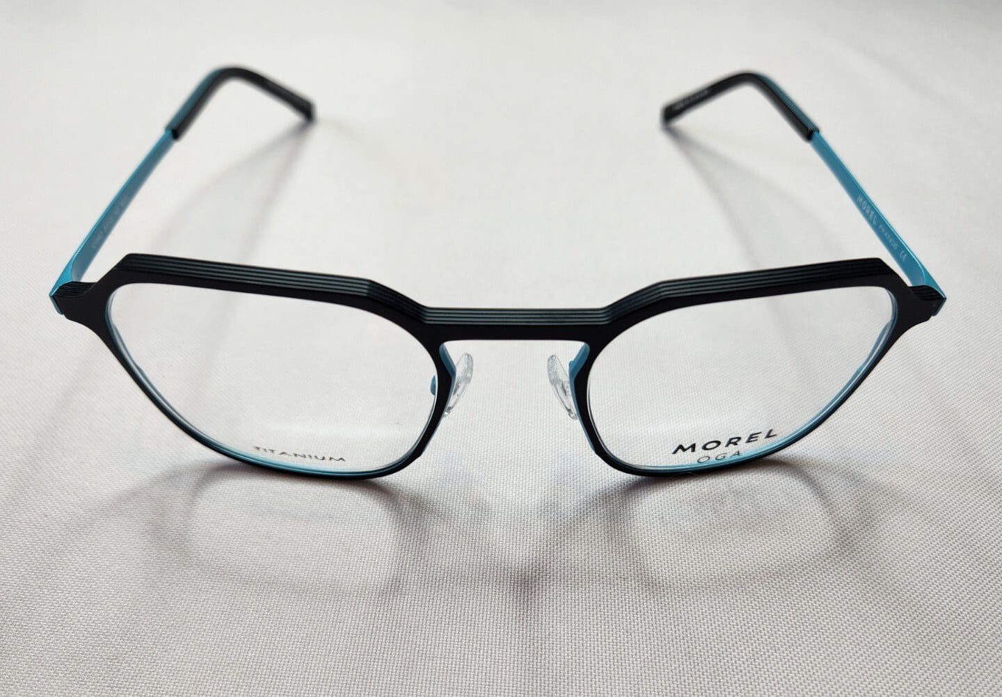 MOREL FRANCE OGA 101940 NB02 BLACK BLUE TEAL TITANIUM OPTICAL FRAME 51 ...