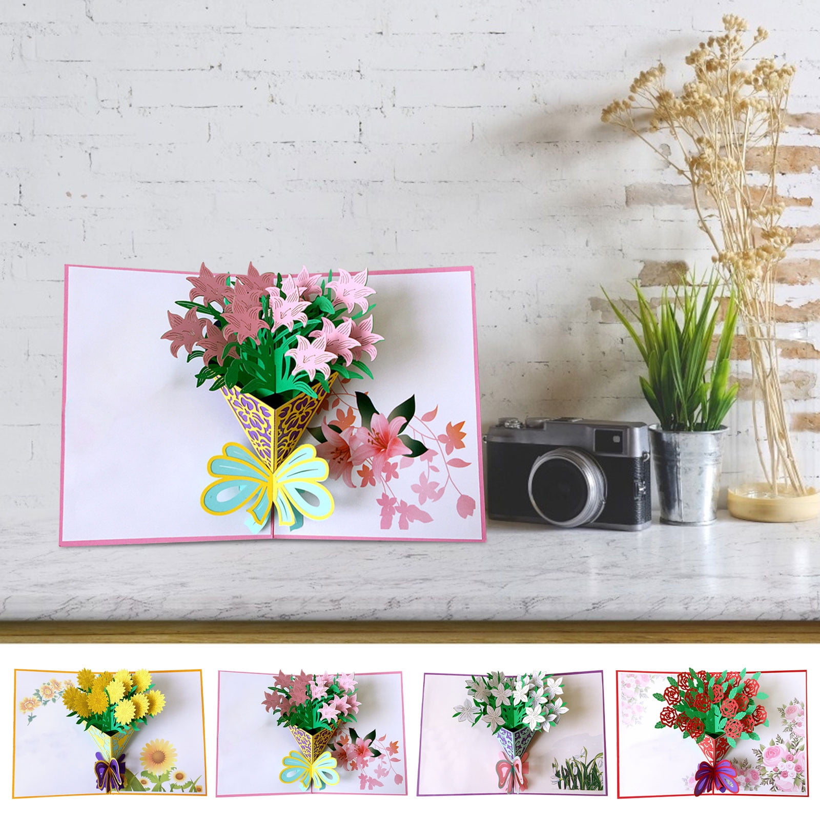 MORESEC under $5 4Pcs 3D Mother's Day Card,Pop Up 3D Greeting Card for ...