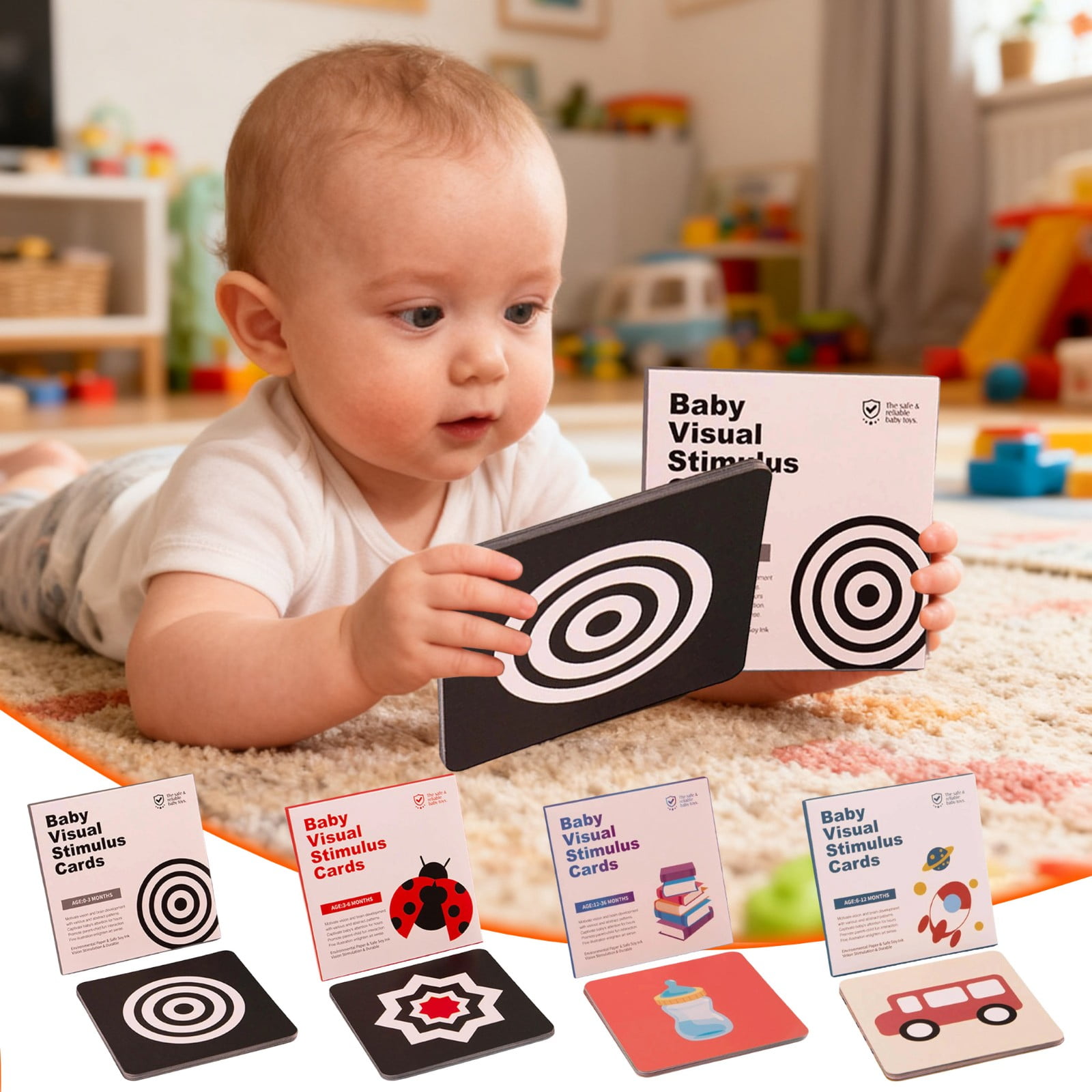 MORESEC under $5 4Pcs Baby Visual Cards, Early Education Visual Cards ...
