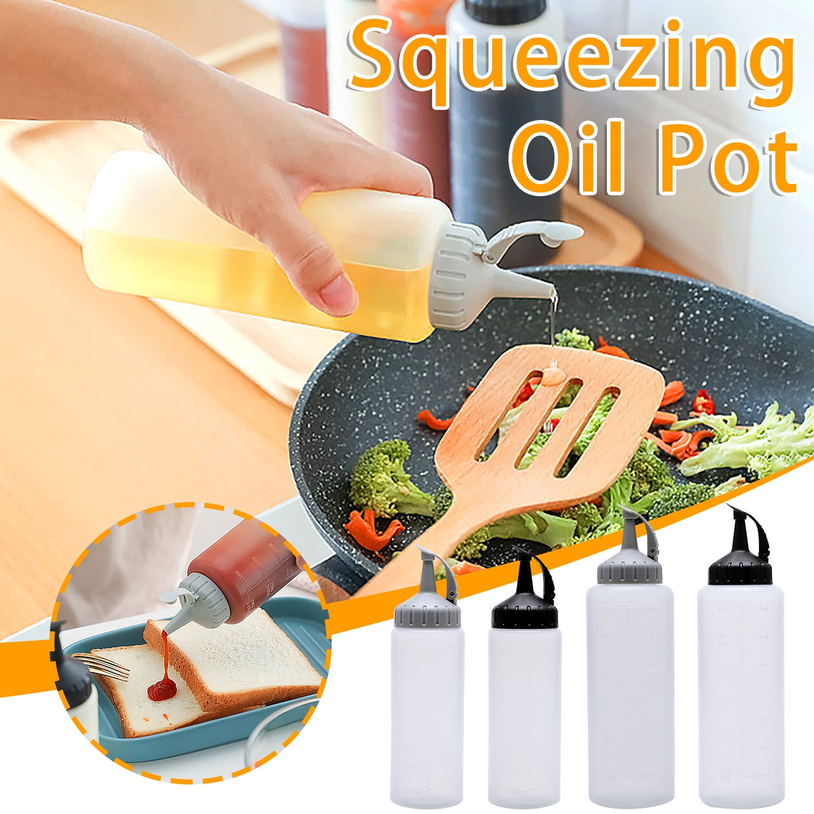 MORESEC under $5 4Pcs Leak-Proof Oil Bottle, Squeeze Bottle for Oil ...
