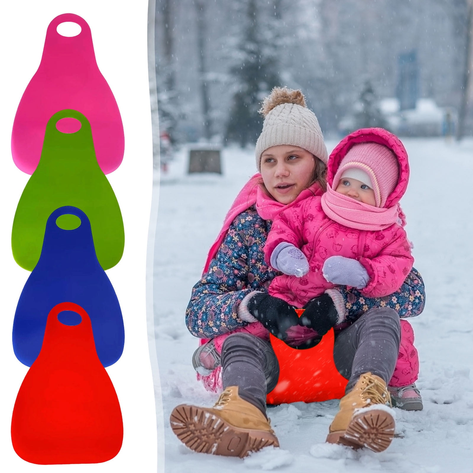 MORESEC under $5 4Pcs Roll Up Snow Sled ForKids, Heavy Duty Roll Up ...
