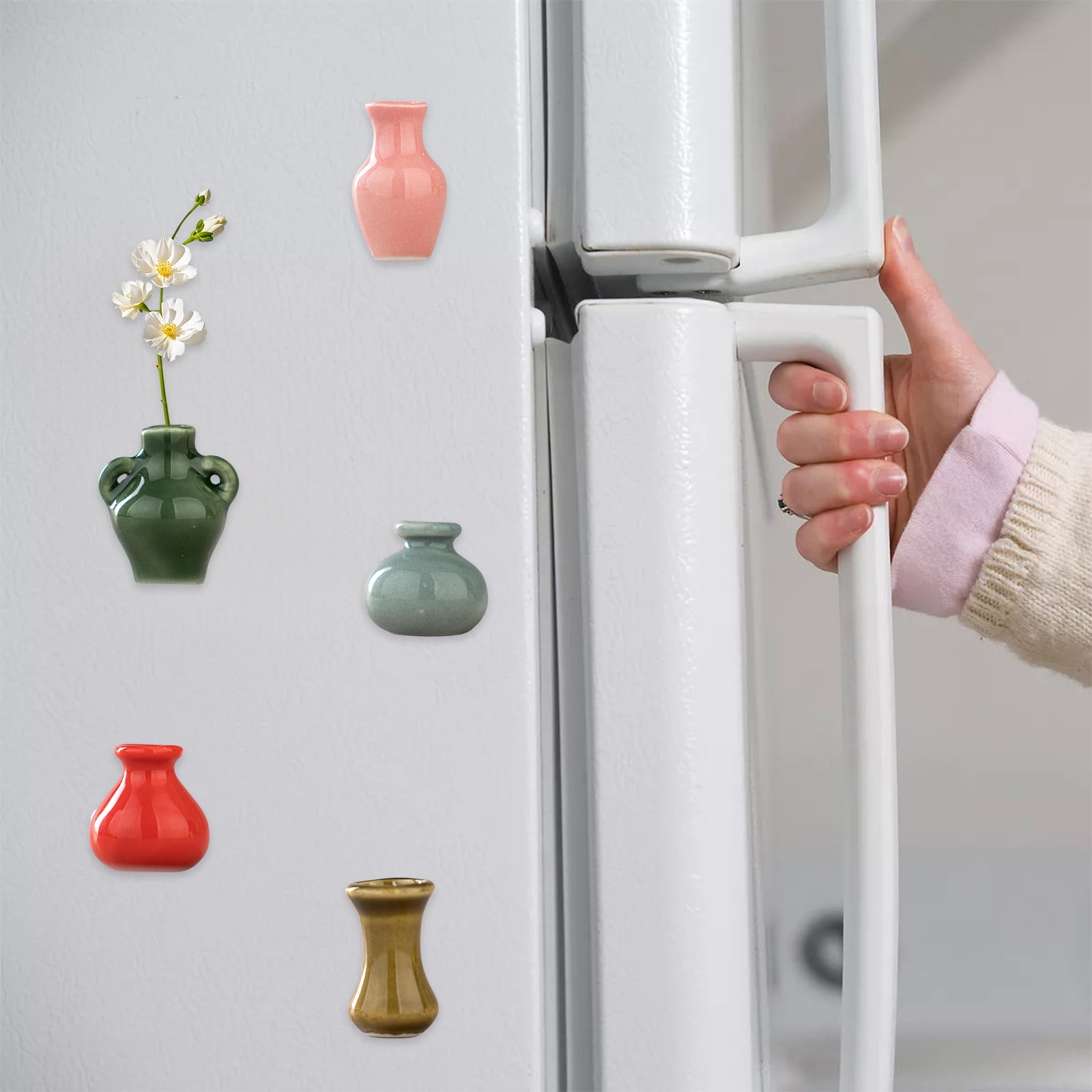 MORESEC under $5 5Pcs Mini Fridge Vase,Ceramic Mini Vase with Magnet ...