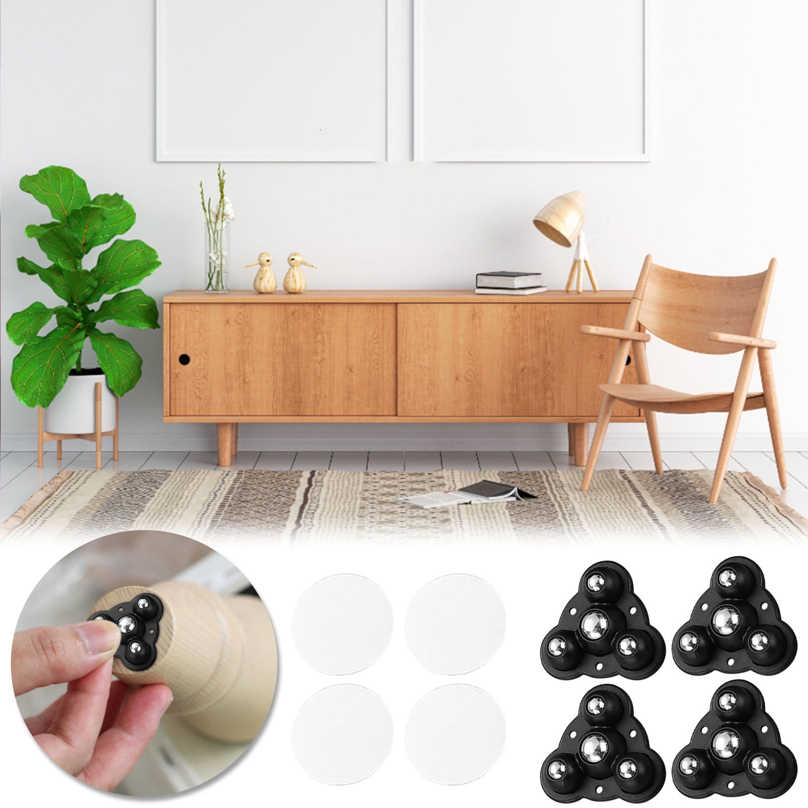 MORESEC under $5 Adhesive CastersSelf-Adhesive 360-Degree Swivel ...