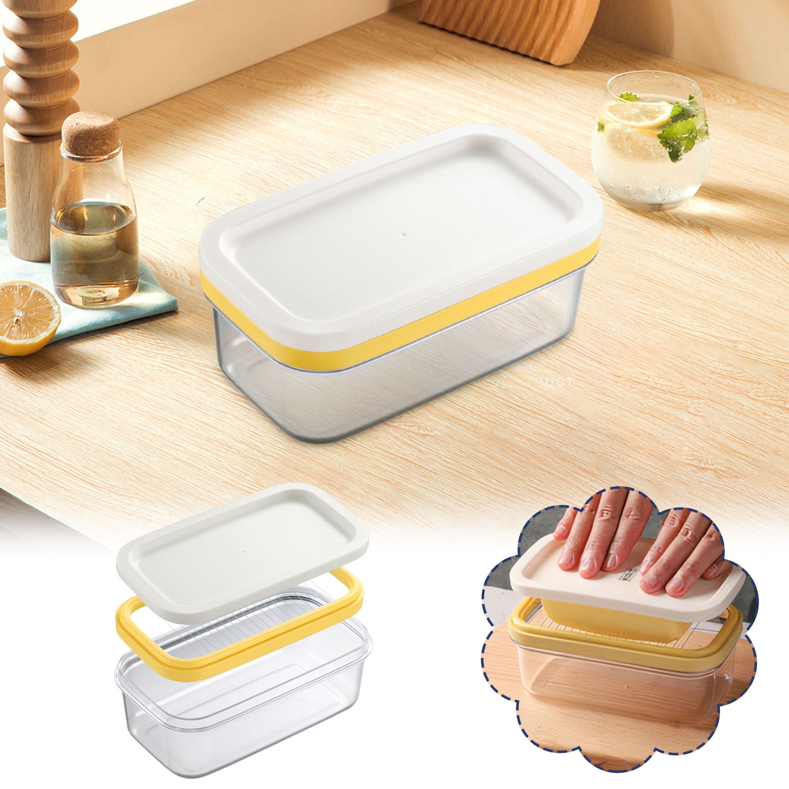 MORESEC under $5 Butter Cutter ContainerAirtight Plastic Box with Built ...