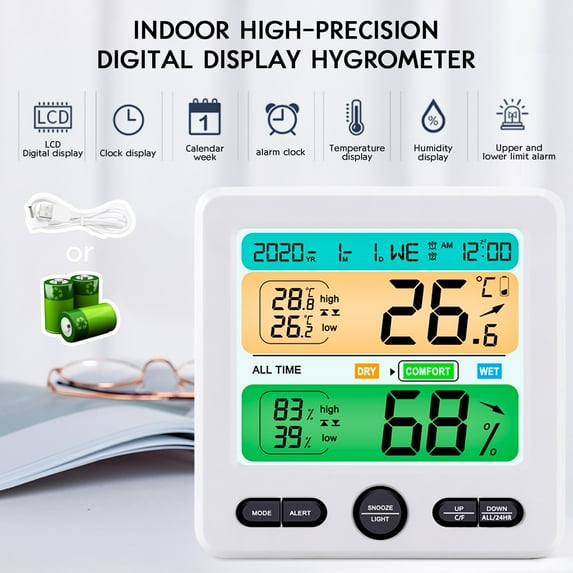 MORESEC under $5 Digital Indoor HygrometerWireless Temperature Humidity ...