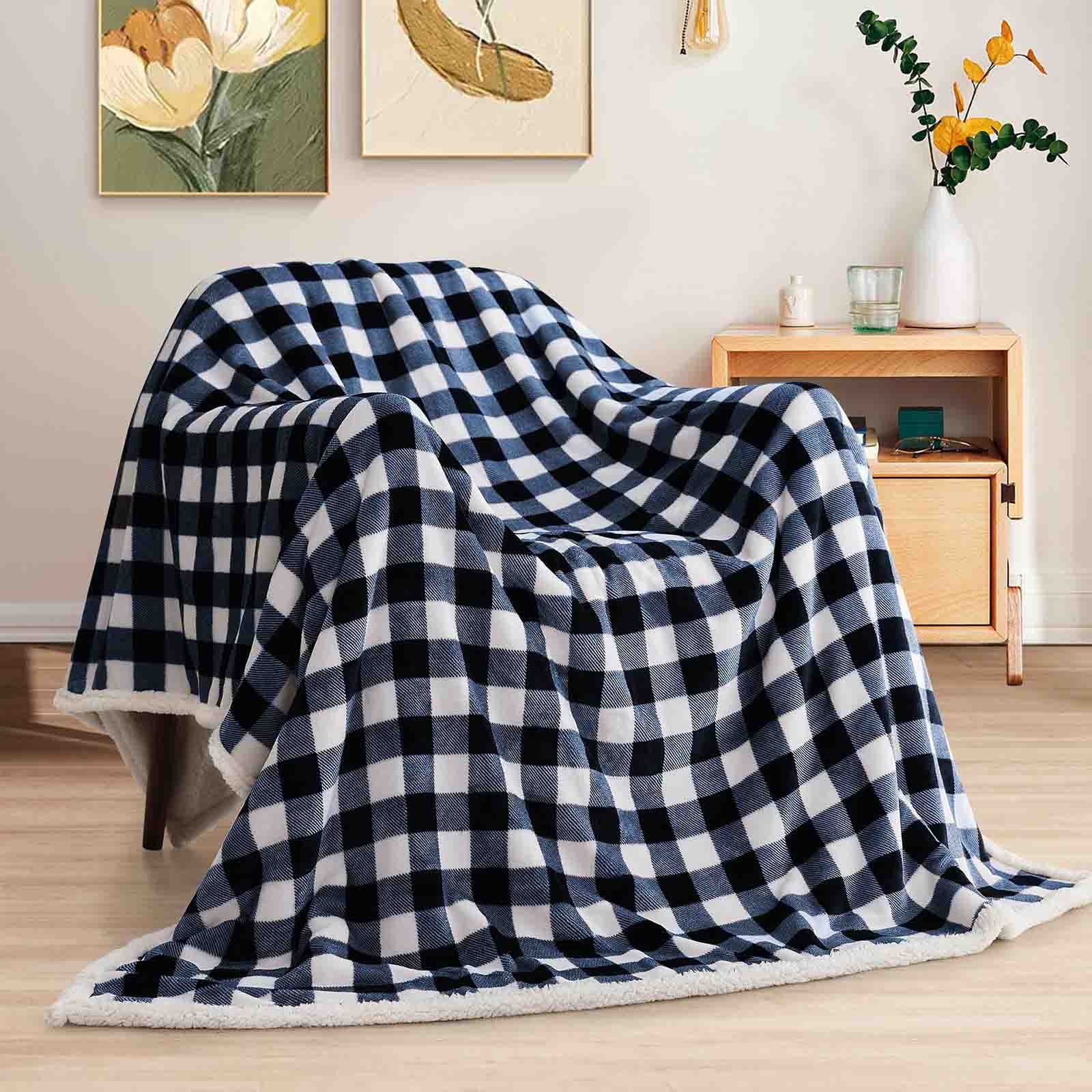 MORESEC under $5 Flannel Fleece BlanketWarm Soft Striped Throws for ...