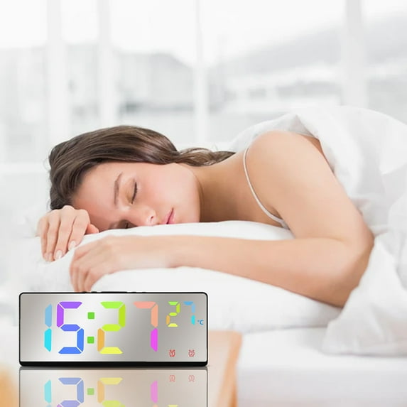 MORESEC under $5 LED Alarm ClockColorful Mirror Display Digital Clock ...