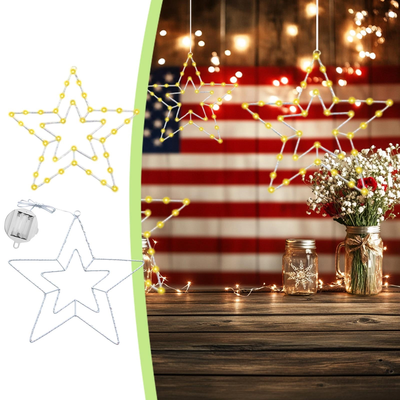 MORESEC under $5 Led Lights, Independence Day Glowing Pentagram Window ...