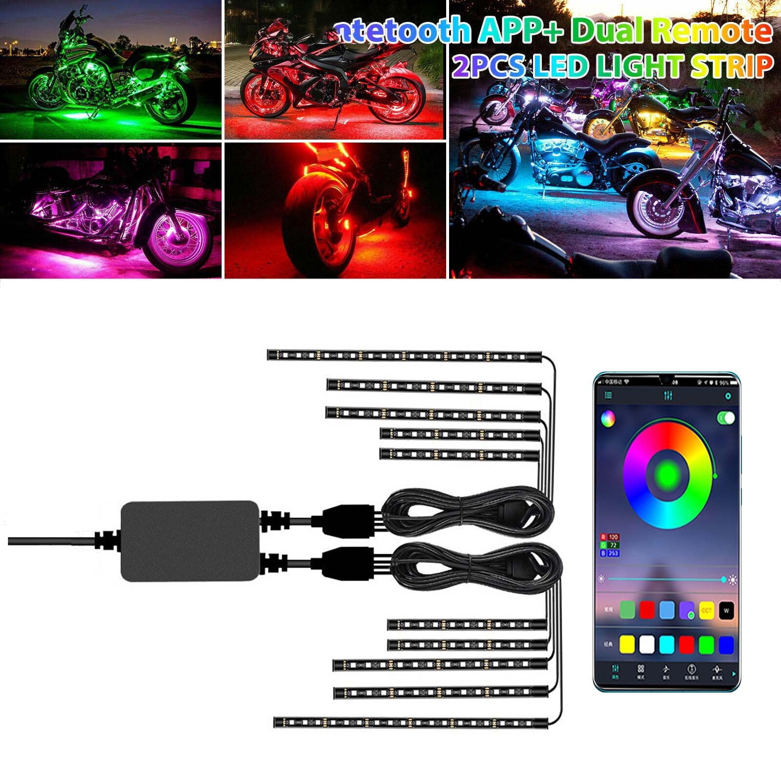 MORESEC under $5 Motorcycle LED Light KitFlexible Waterproof Neon Strip ...