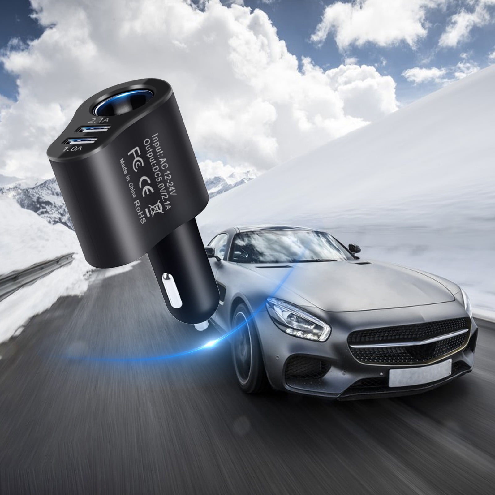 MORESEC under $5 Triple Car Charger12V/24V Triple Function Car Charger ...