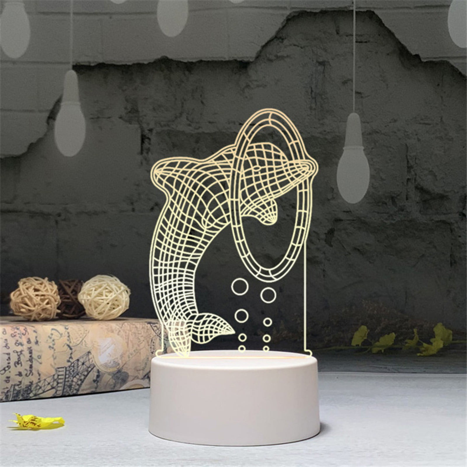 MORESEC under $5 USB Acrylic 3D Night LightLED Table Desk Lamp, Warm ...