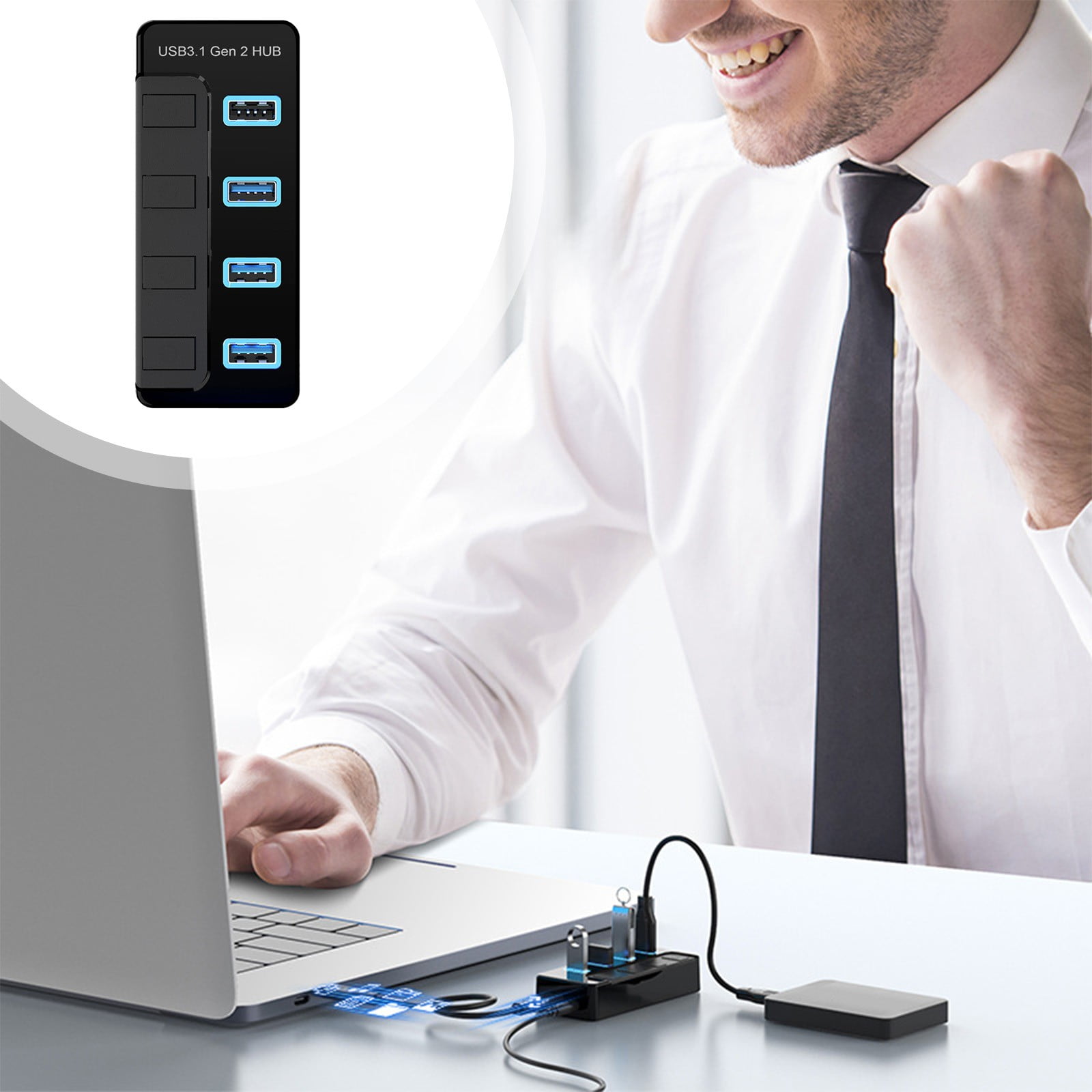 MORESEC under $5 USB HubUSB 3.2 Gen 2 Hub 10Gbps High Speed Hub, 4-Port ...